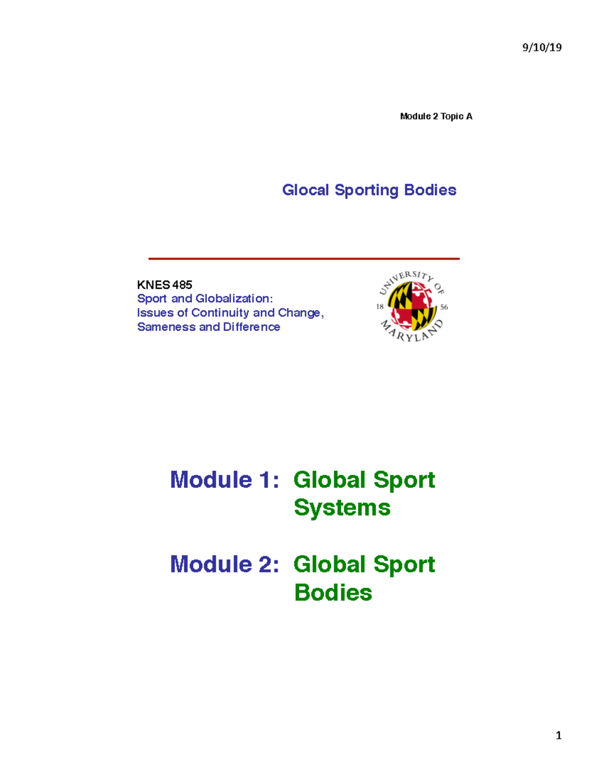 Lecture 05. Global Bodies, in sport globalization - Glocal Sporting ...