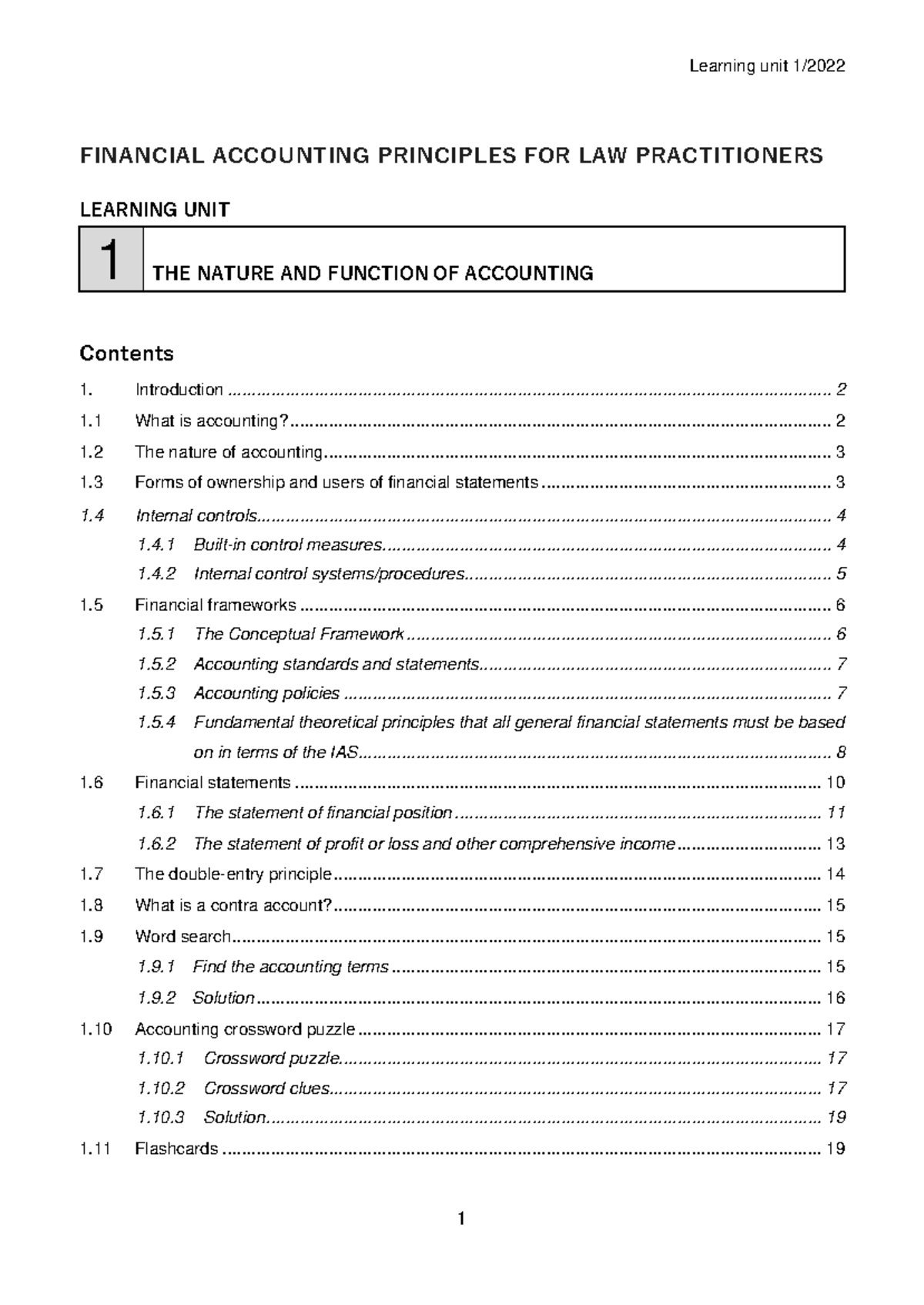 2022 FAC1503 Learning unit 1 - FINANCIAL ACCOUNTING PRINCIPLES FOR LAW ...