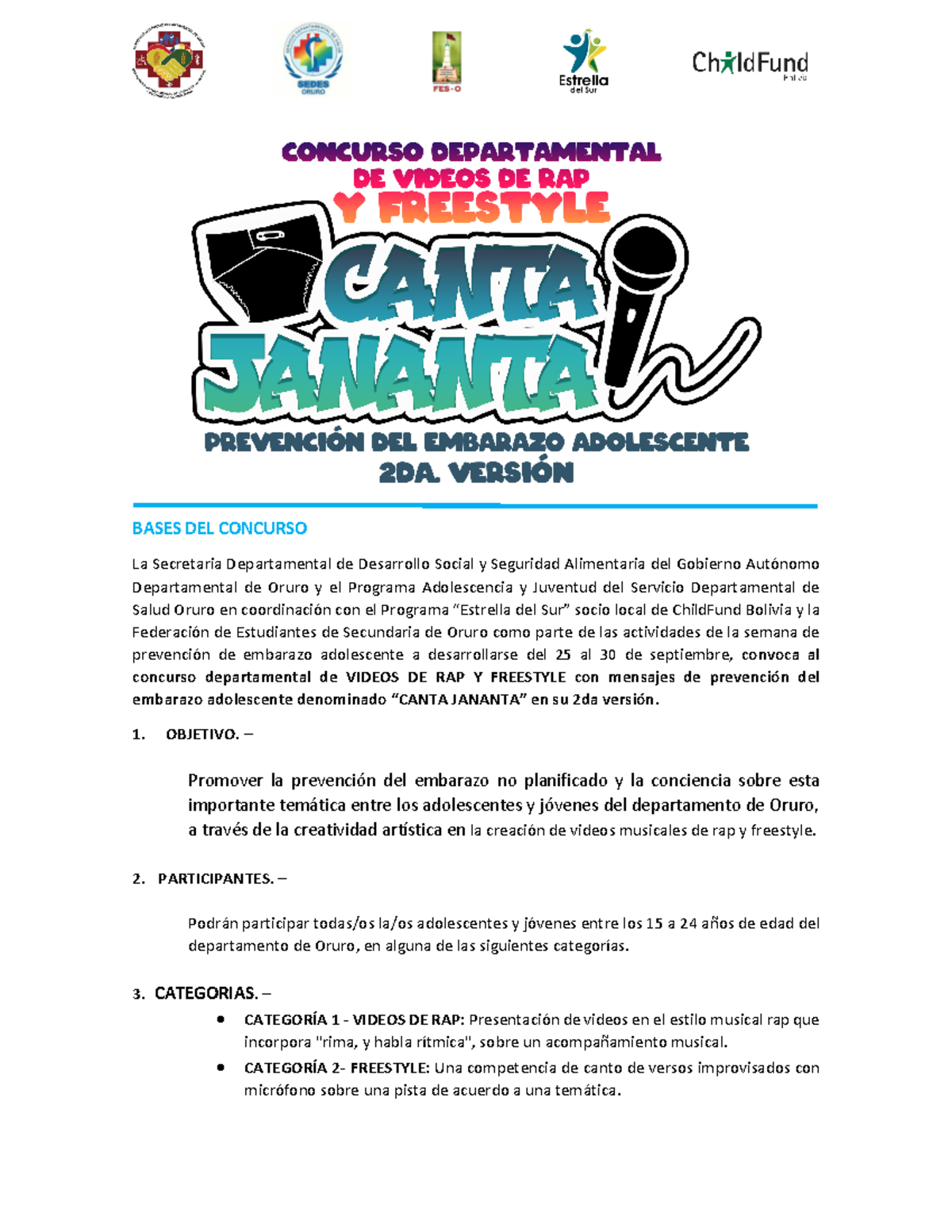 Convocatoria Canta Jananta 2da versión - BASES DEL CONCURSO La ...