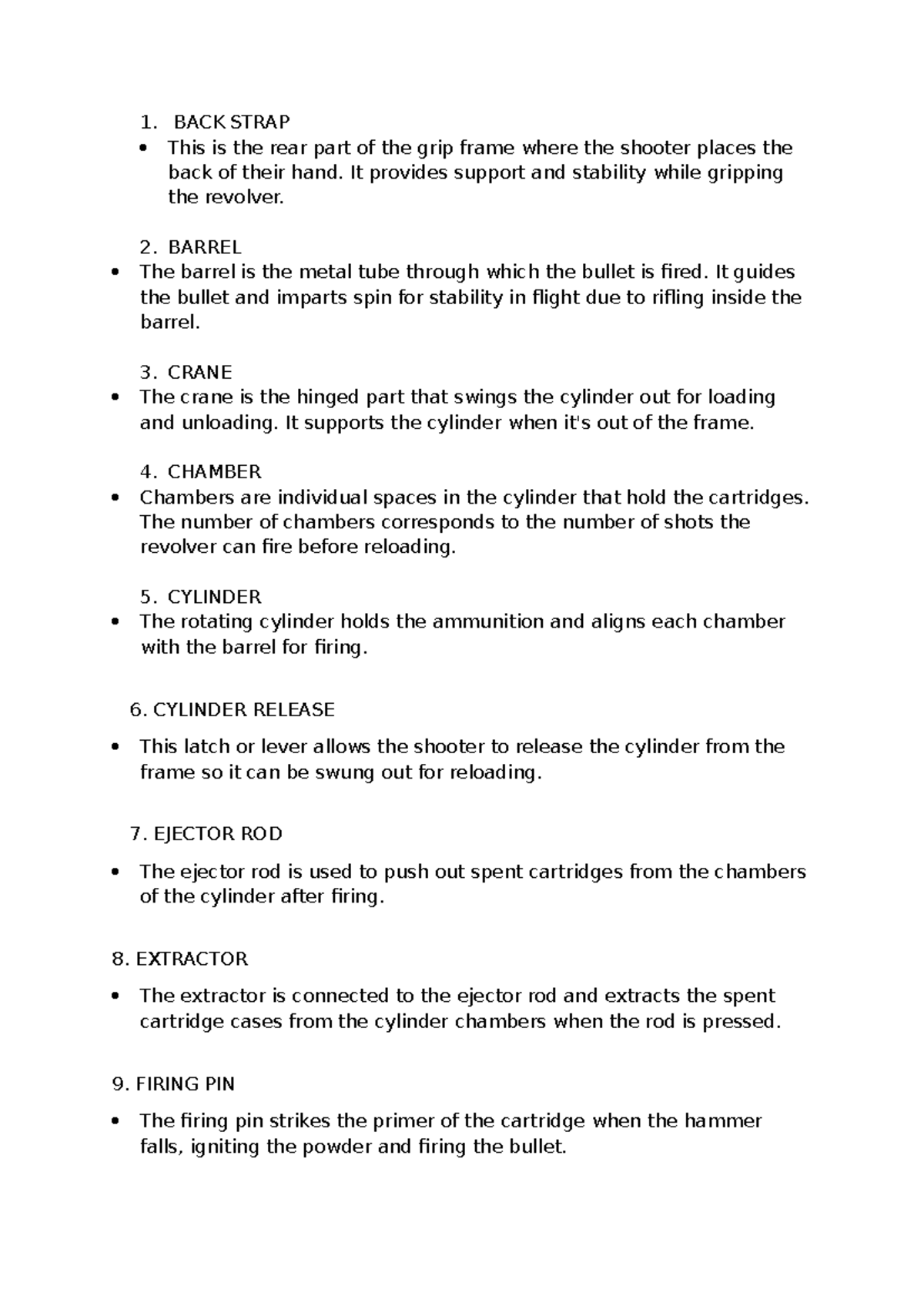 Firearm identification - 1. BACK STRAP This is the rear part of the ...
