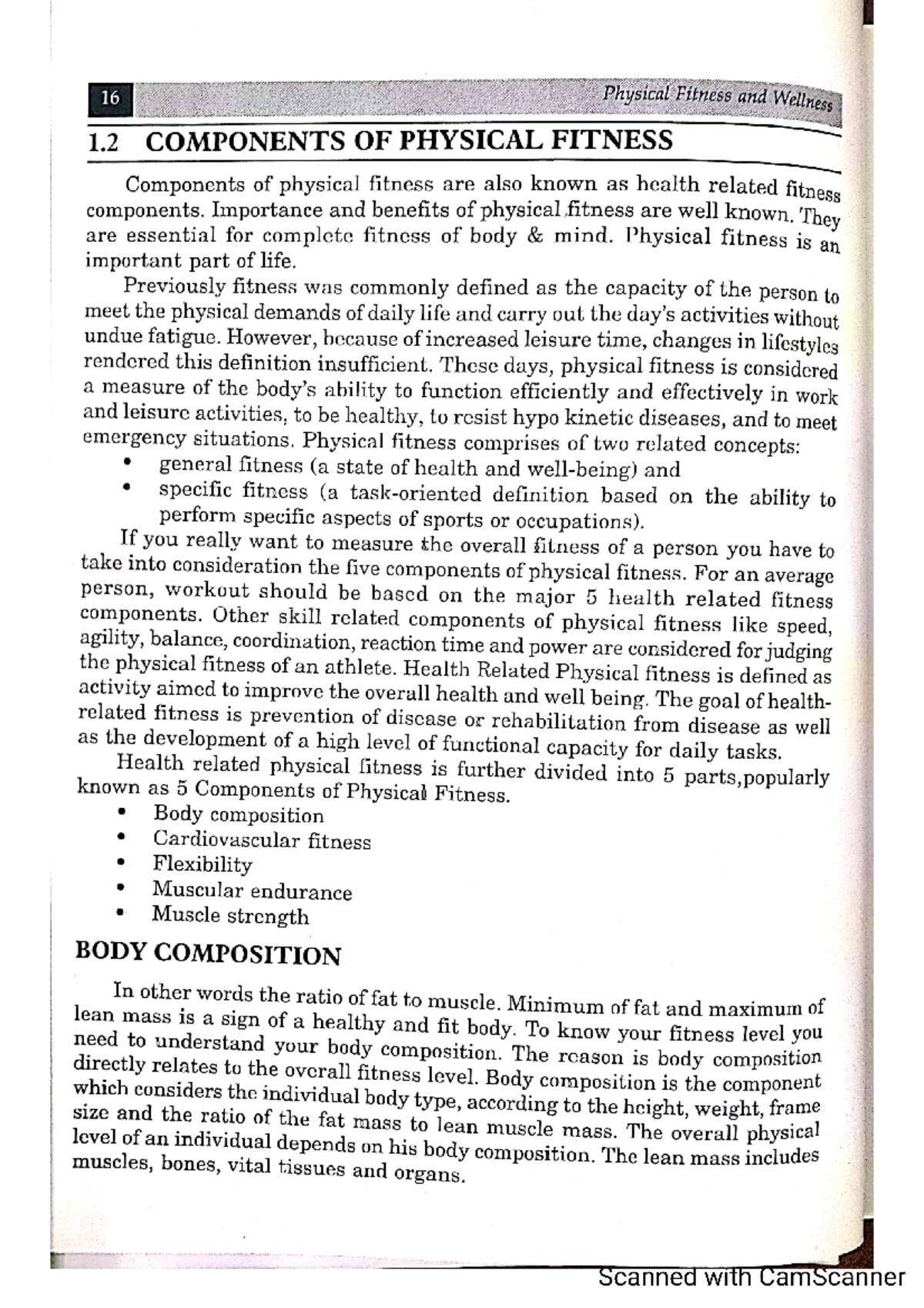 Components of Physical Fitness - Physical concepts - Studocu