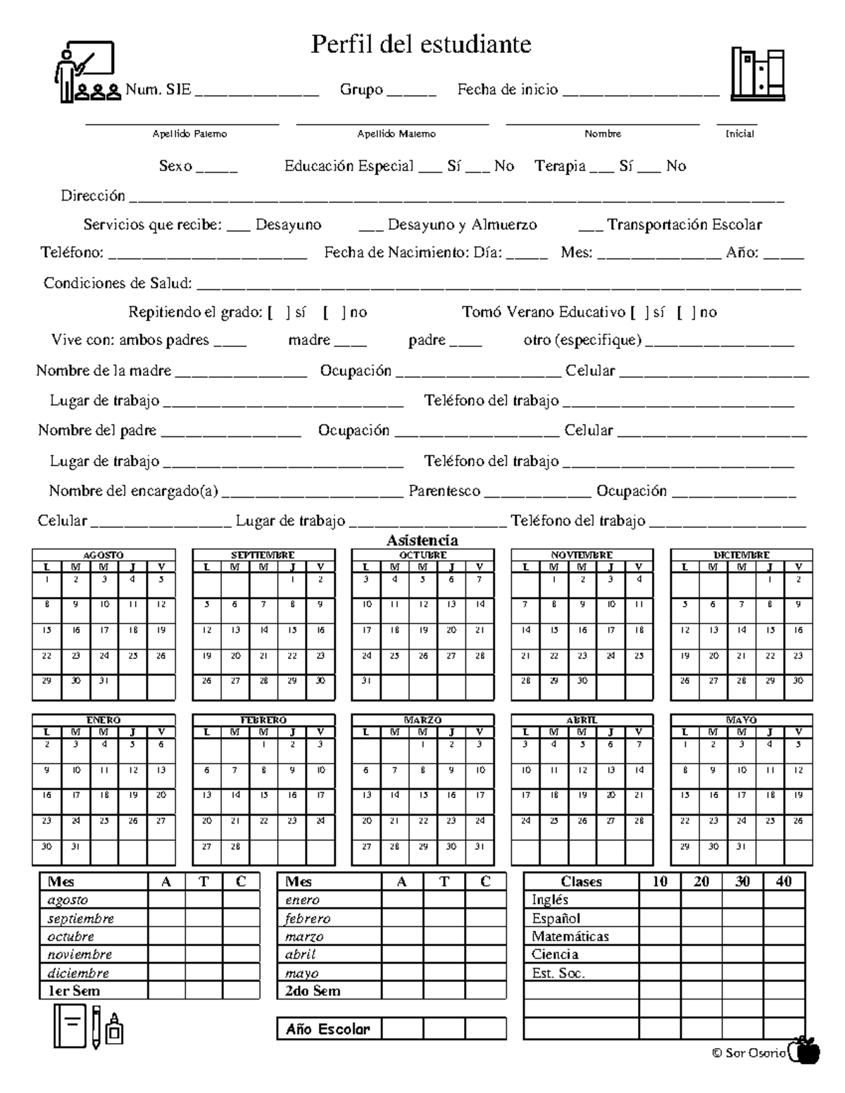Perfil del estudiante - Num. SIE _______________ Grupo ______ Fecha de inicio ...