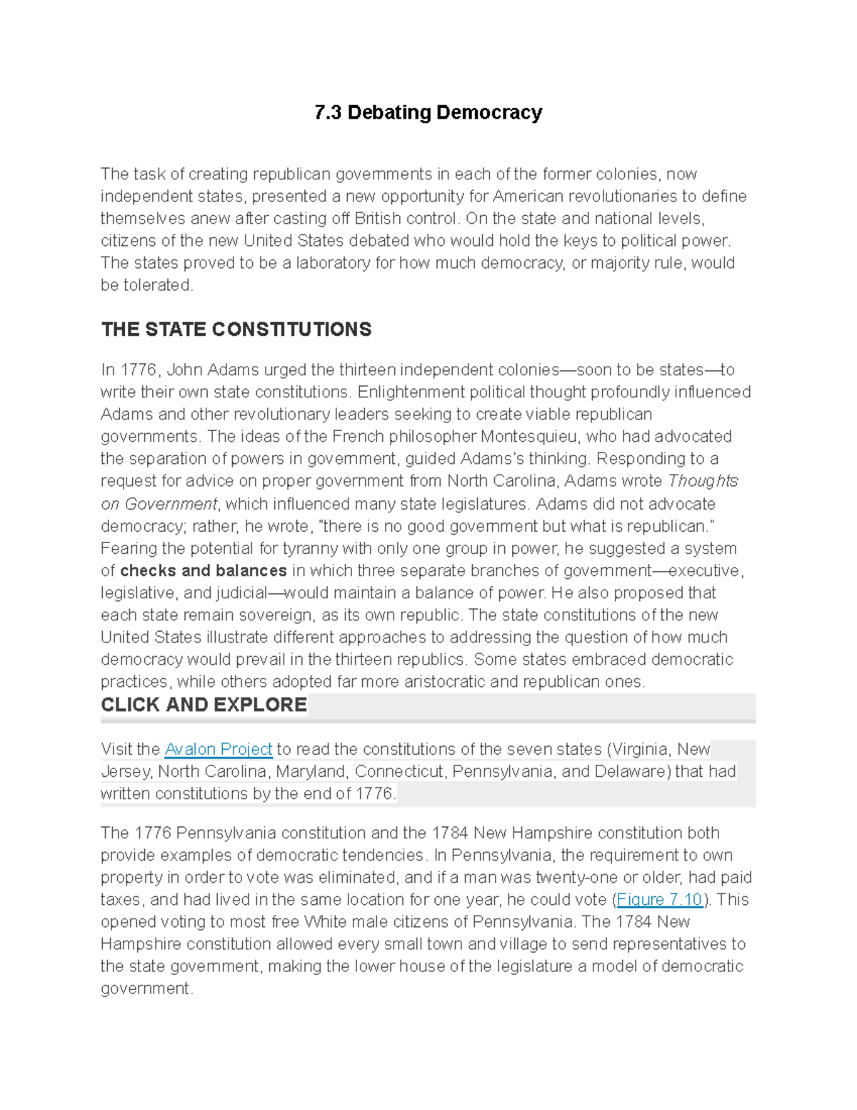 7.3 Debating Democracy - 7 Debating Democracy The task of creating ...