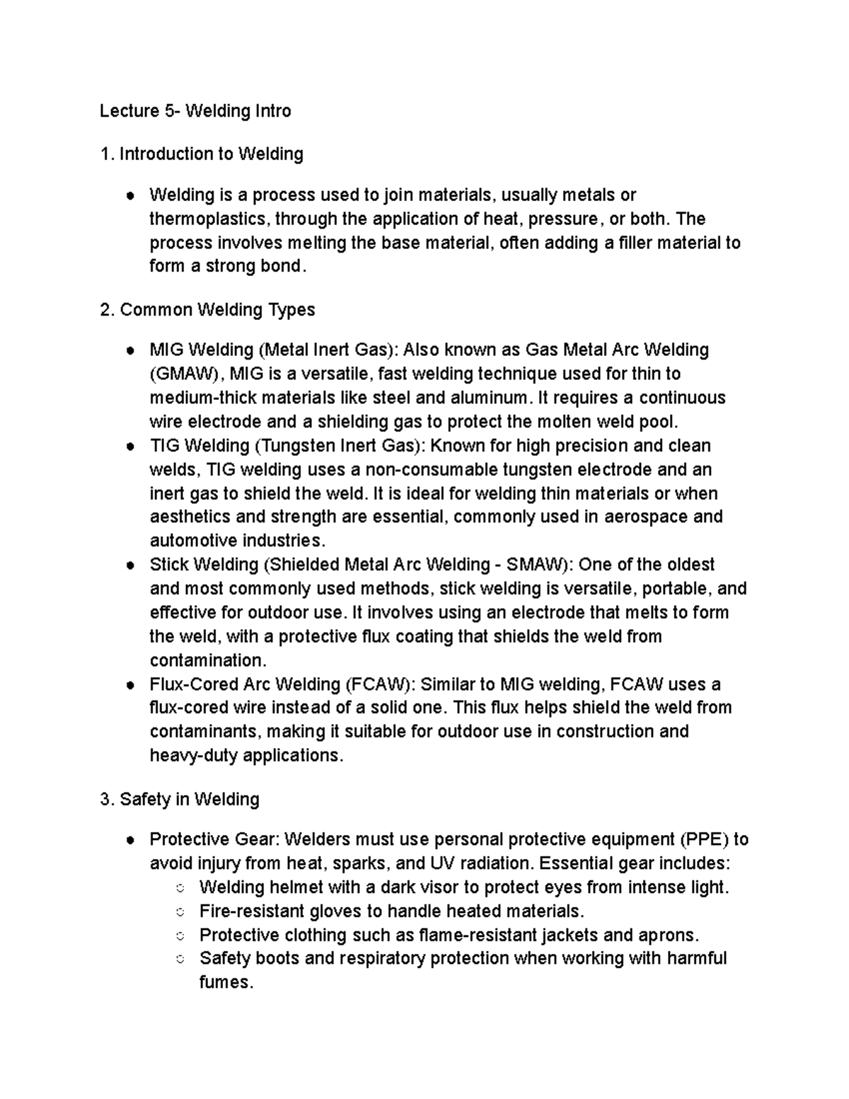 Lecture 5- Welding Intro - Lecture 5- Welding Intro Introduction to ...