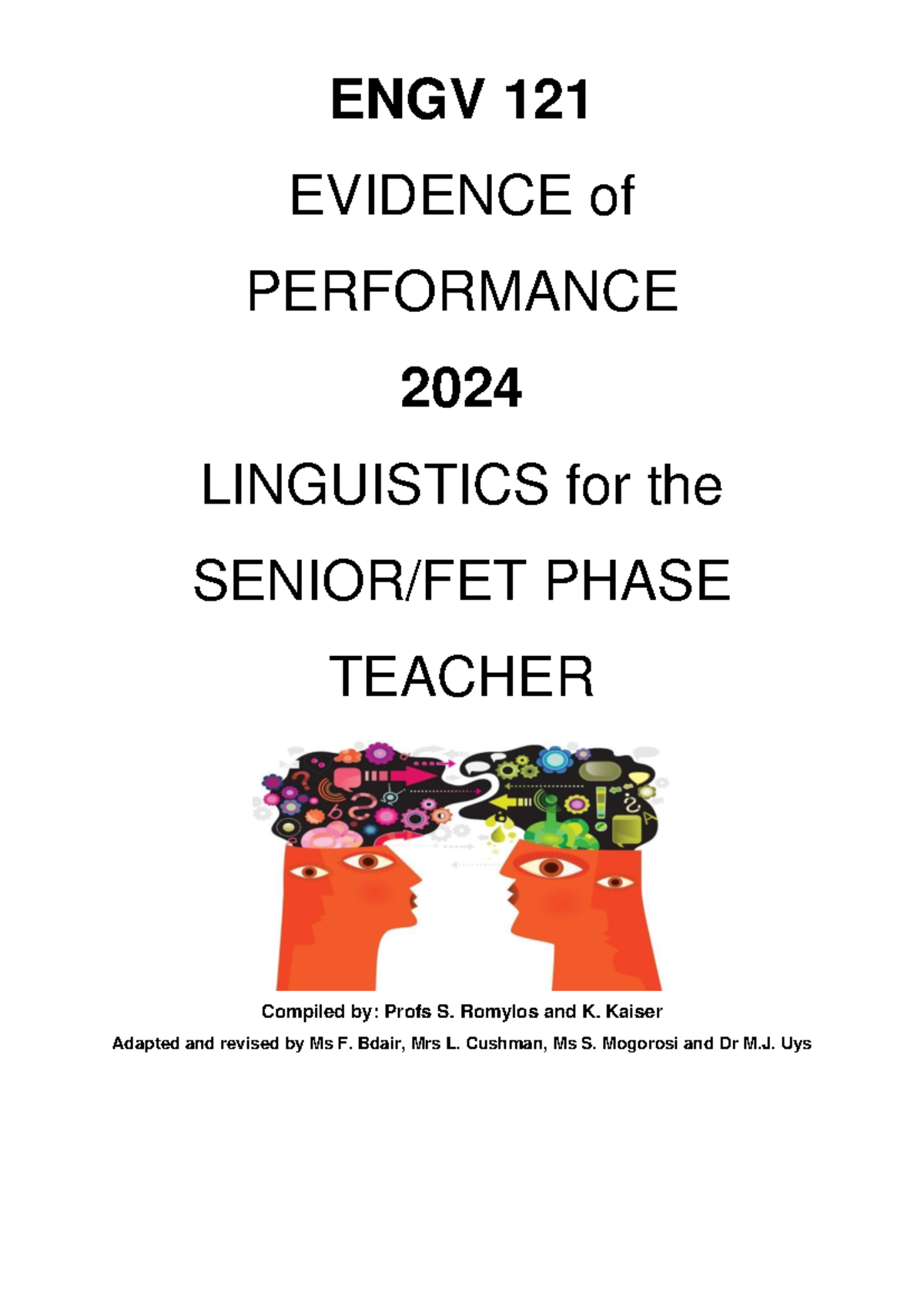 EP Study Unit 1 - ENGV 121 EVIDENCE of PERFORMANCE 2024 LINGUISTICS for ...
