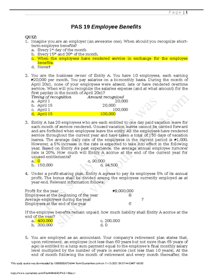 QUIZ PAS 12 Income Taxes - P a g e | 1 PAS 12 Income Taxes QUIZ: These ...