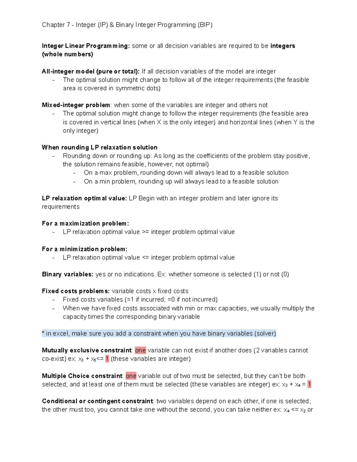 Week 7 - Lecture notes - Chapter 7 - Integer (IP) & Binary Integer ...