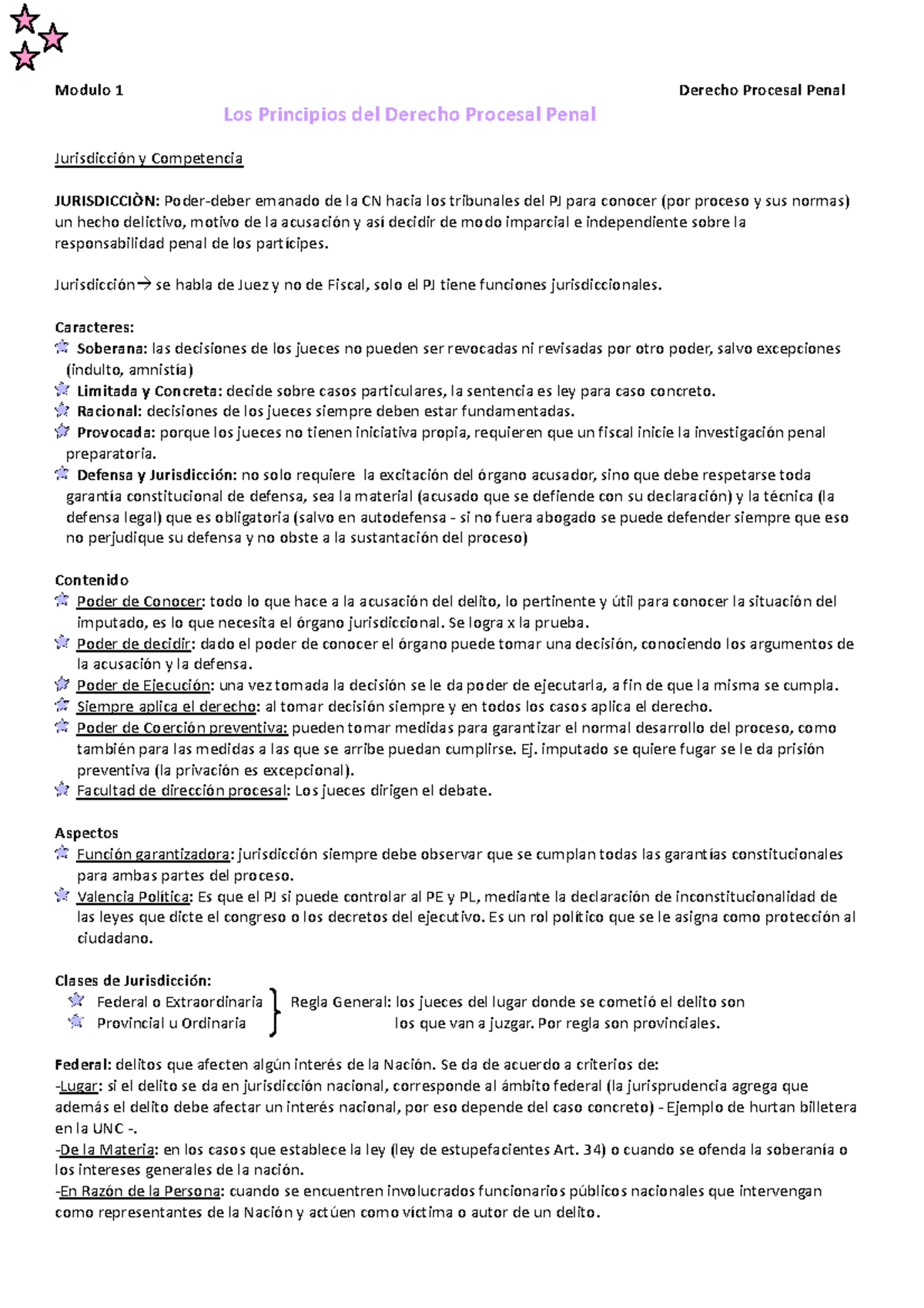 Resumen procesal penal - Modulo 1 Derecho Procesal Penal Los Principios del Derecho Procesal ...