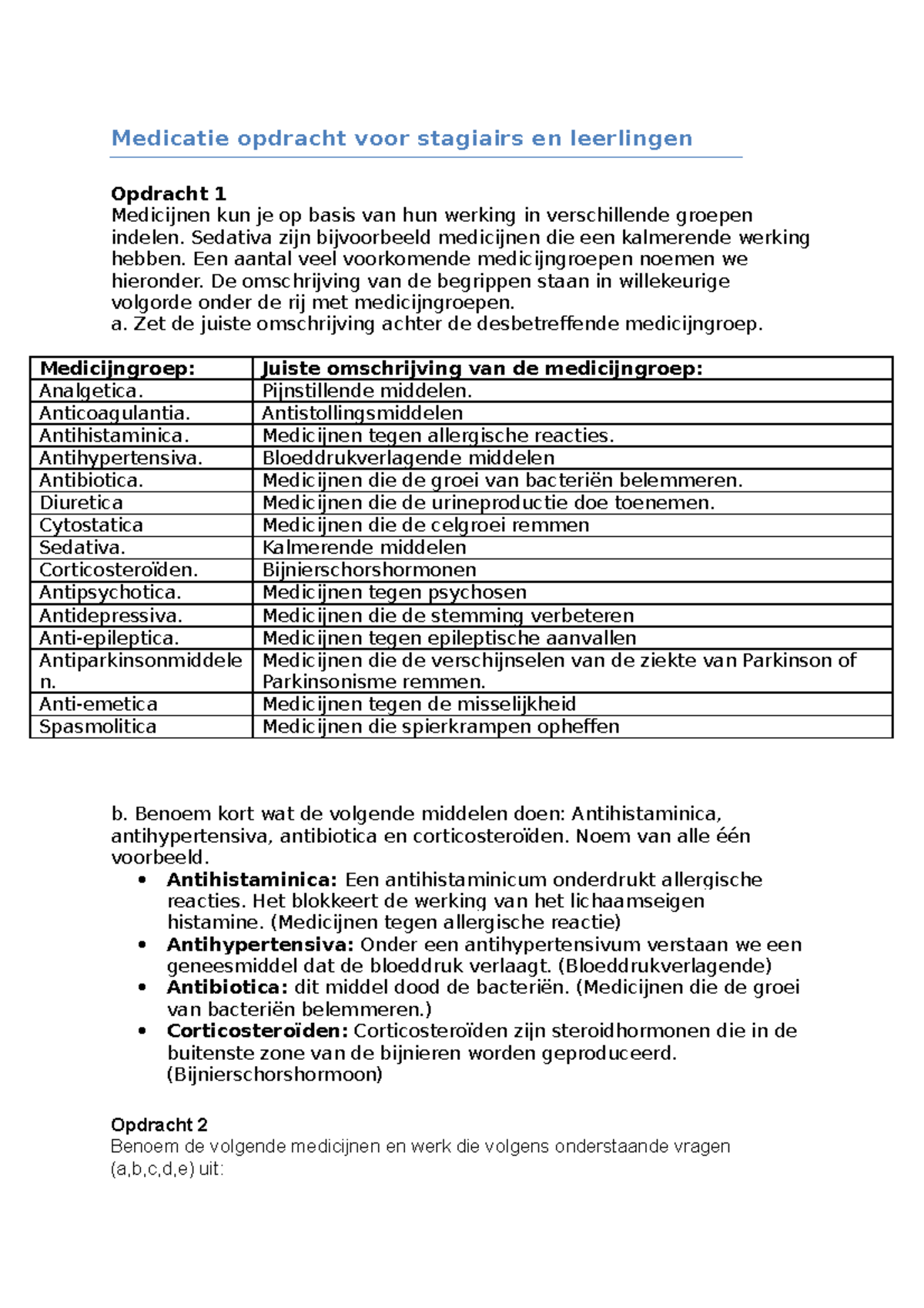 Medicatieopdracht - Medicatie opdracht voor stagiairs en leerlingen ...