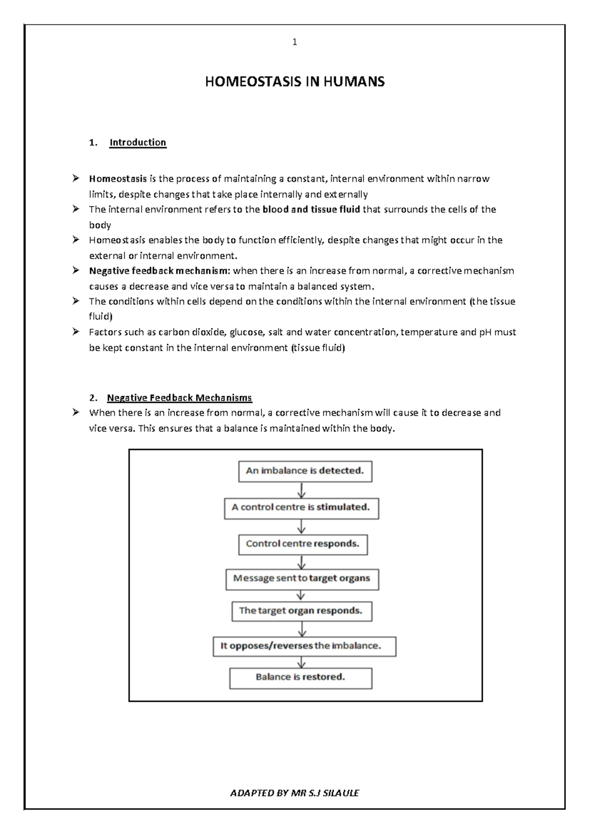 Null-28 - HOMEOSTASIS IN HUMANS Introduction Homeostasis is the process ...