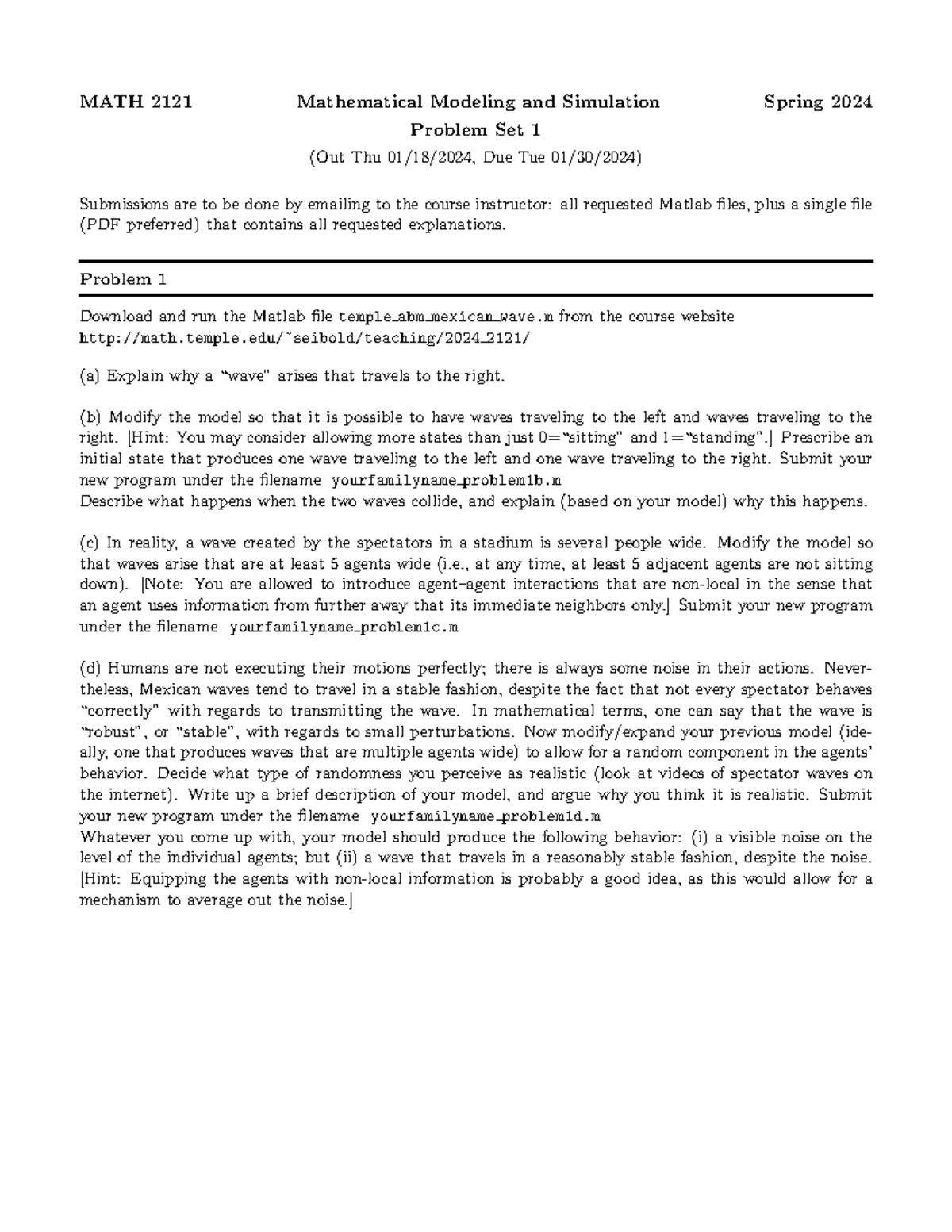 Temple math2121 spring 2024 homework 01 - MATH 2121 Mathematical ...