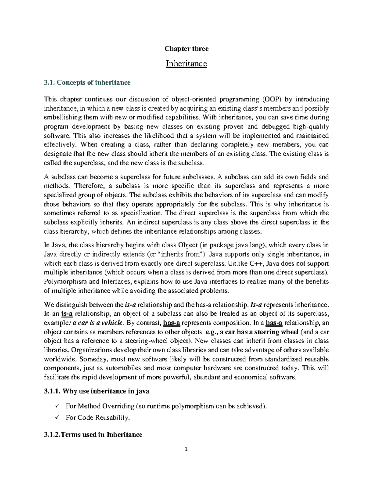 Chapter Three 3 Oop Axxxxxxxxxxxxxxxx Chapter Three Inheritance 3 Concepts Of Inheritance