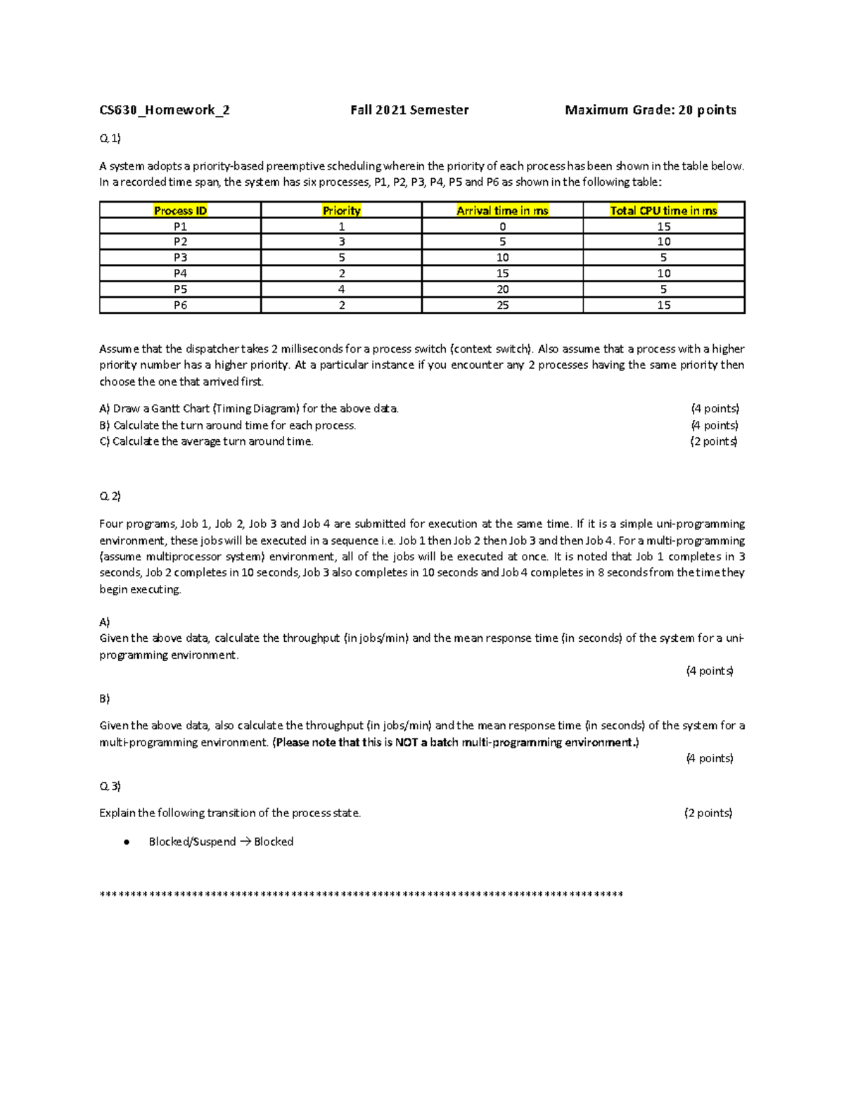 CS630 HW 2 - CS 630 Homework 2 by Prof. Kamlesh Naik for Fall 2021 ...
