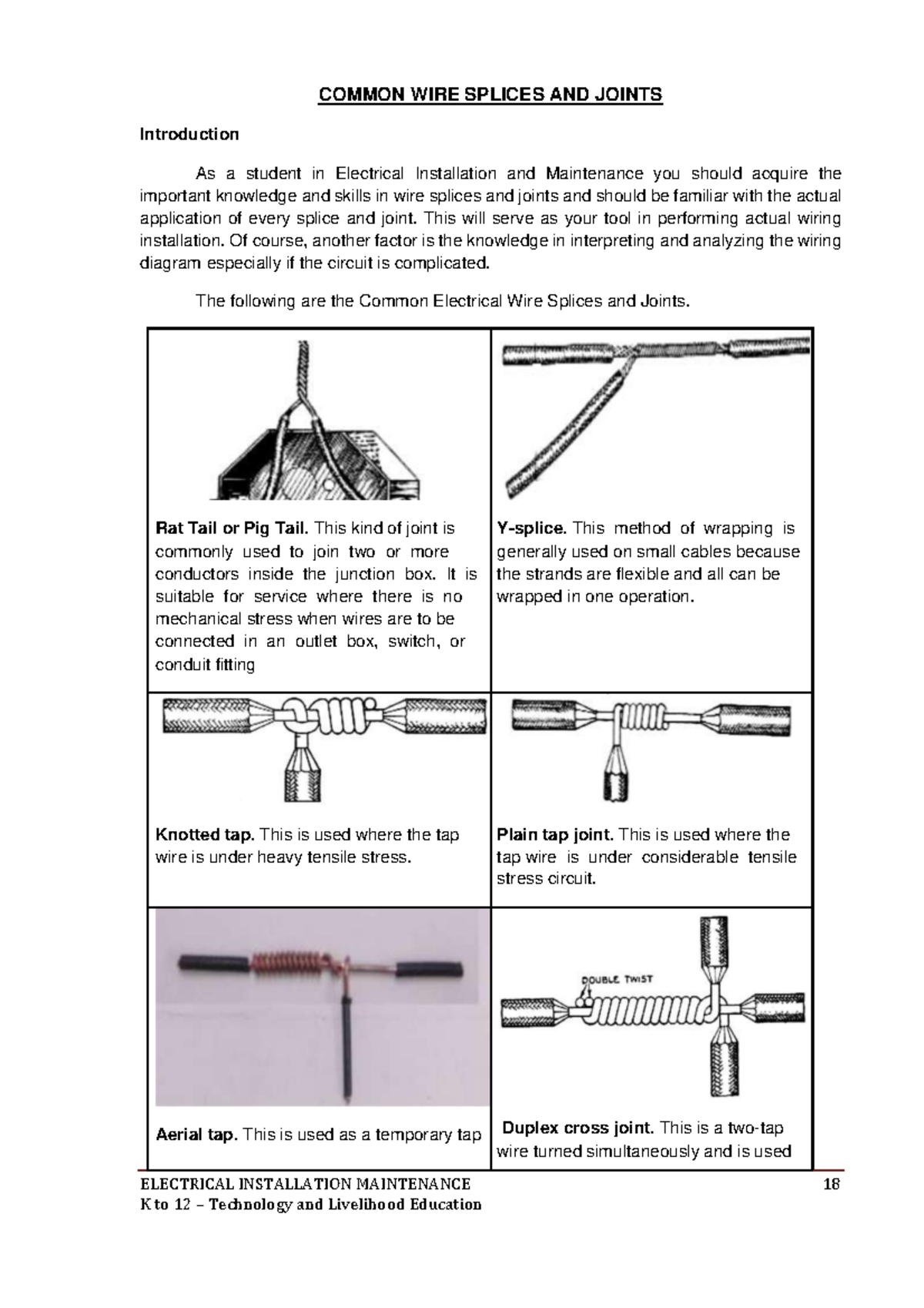 Pdfcoffee - Common Wire Splices and Joints - COMMON WIRE SPLICES AND ...