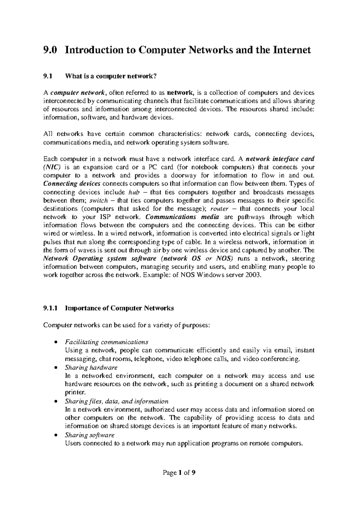 4 - Networks and the Internet - 9 Introduction to Computer Networks and ...