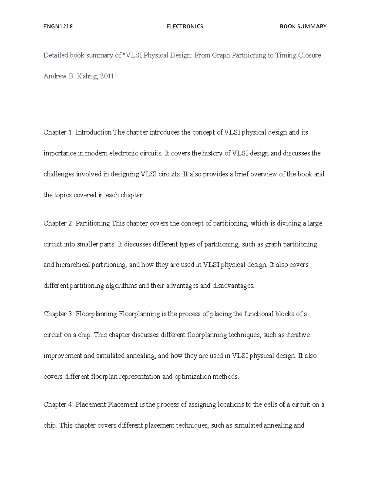 Detailed book summary of VLSI Physical Design From Graph Partitioning ...