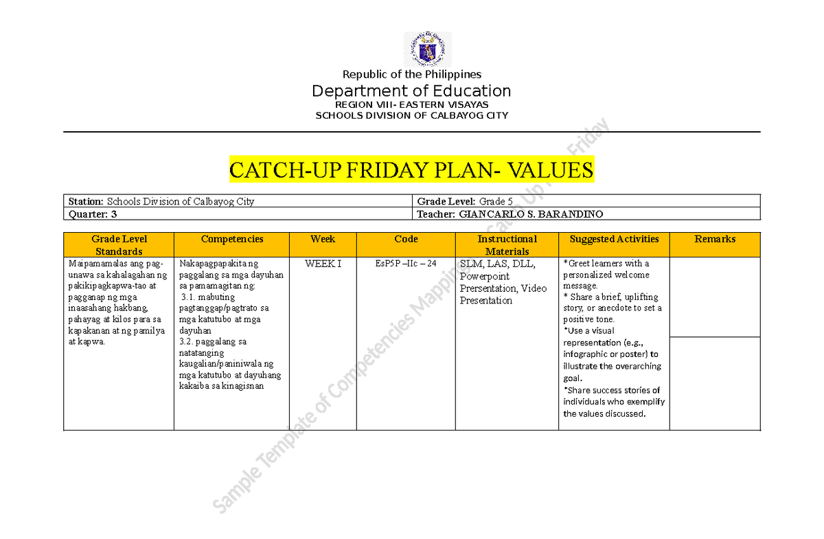 Catch Up Friday English Reading for Grades 1 6 - Department of ...
