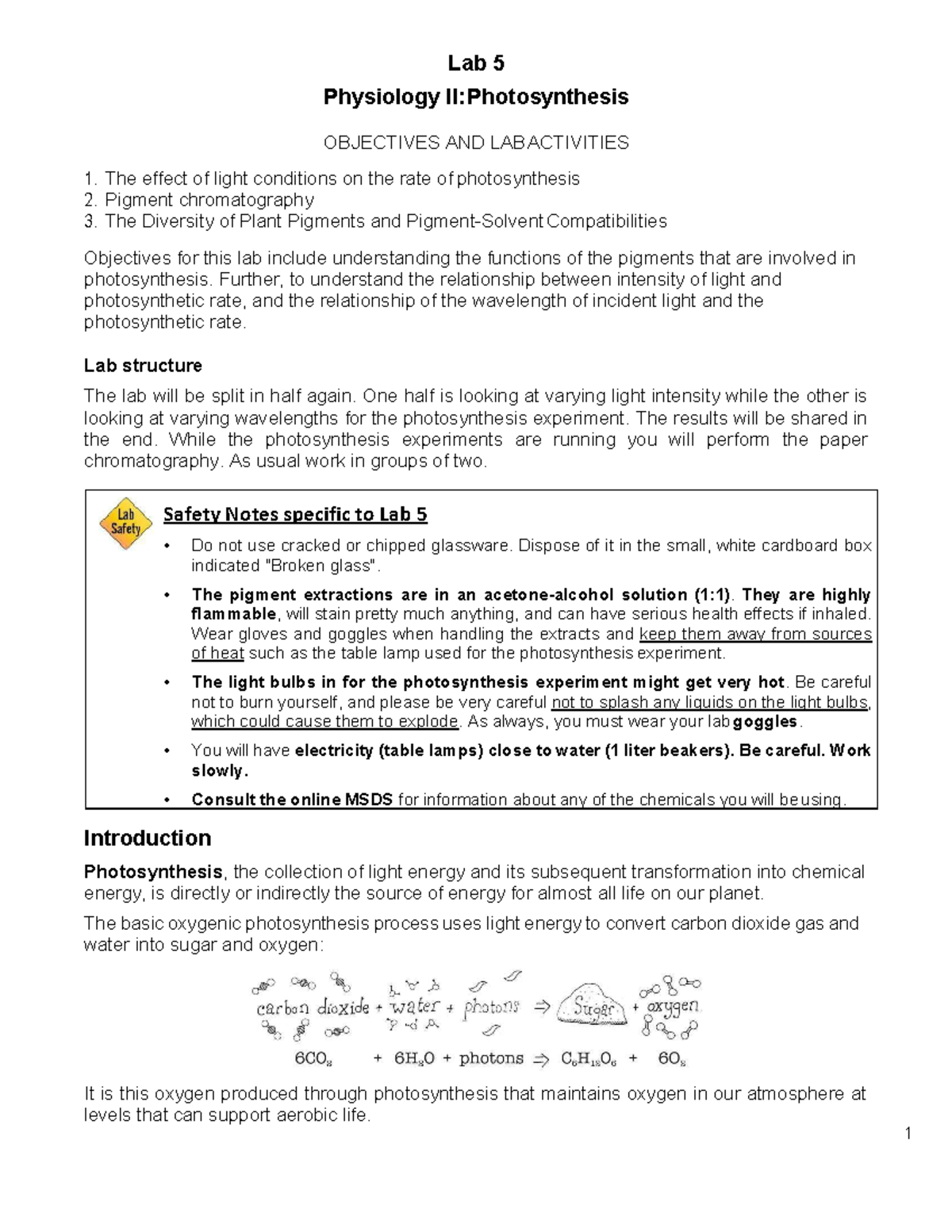 112 2024 Lab 5 - lab 5 - Lab 5 Physiology II: Photosynthesis OBJECTIVES ...