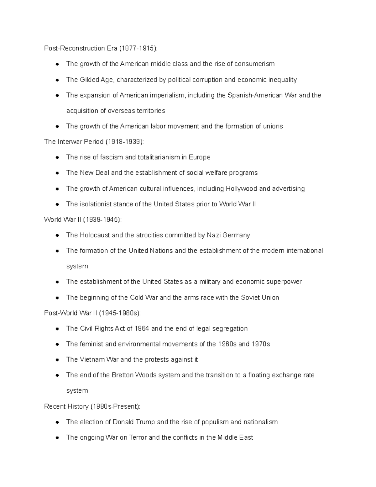 U.S. since reconstruction notes 3 - Post-Reconstruction Era (1877-1915 ...