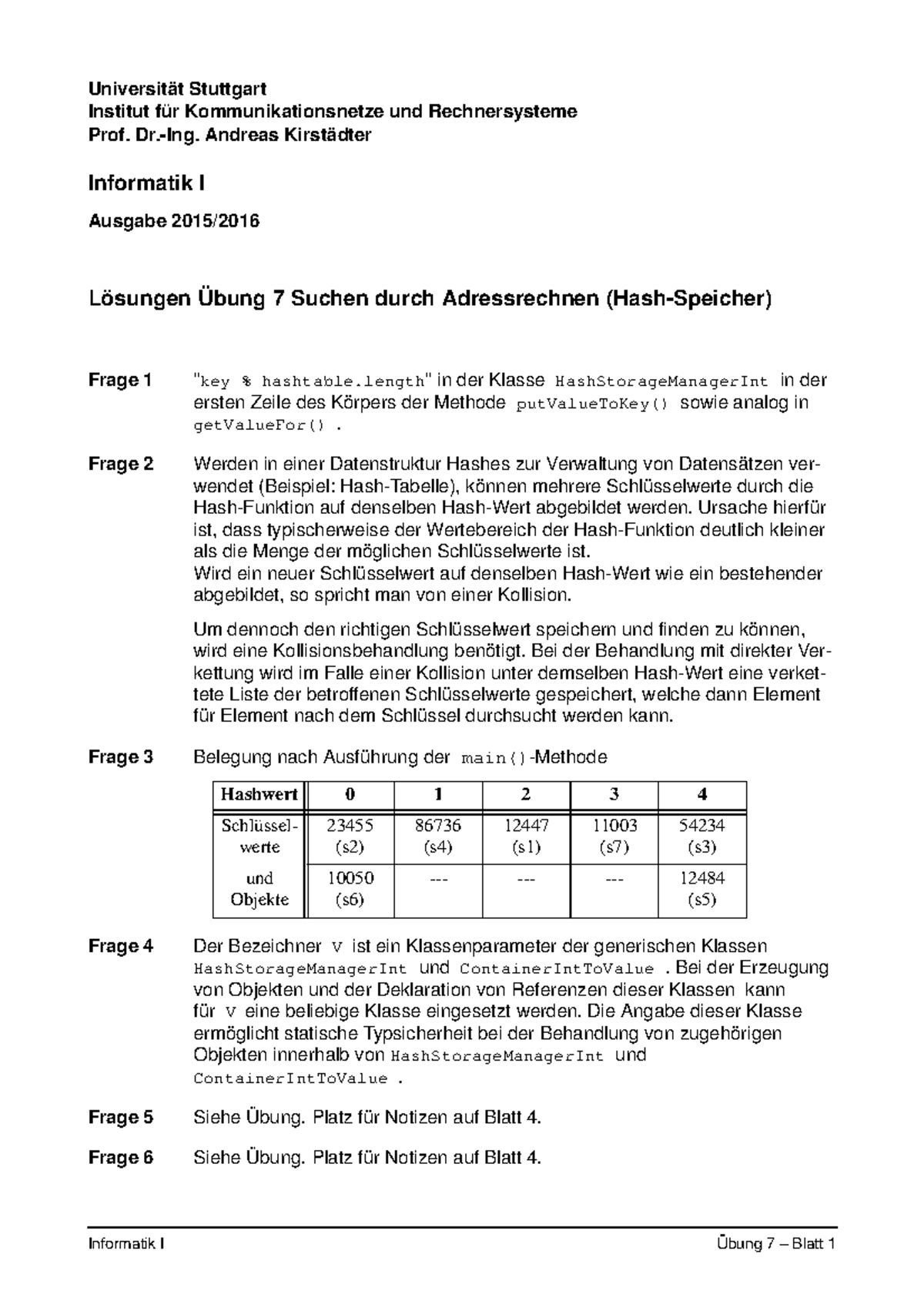 Informatik I, Teil 2 Übungen - Universität Stuttgart Institut für ...