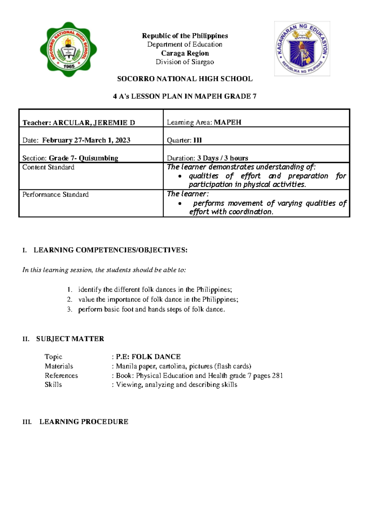 DETAILED LESSON PLAN FINAL DEMO - Republic of the Philippines ...