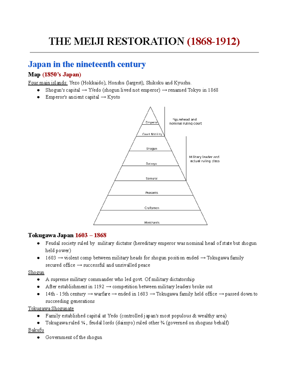 The Meiji Restoration - THE MEIJI RESTORATION (1868-1912) Japan in the ...