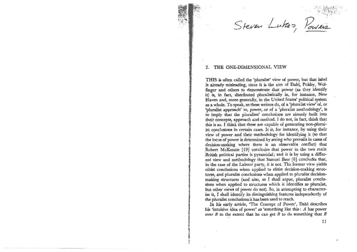 Lukes-1 - Steven Lukes Power - Academic Skills - Studeersnel