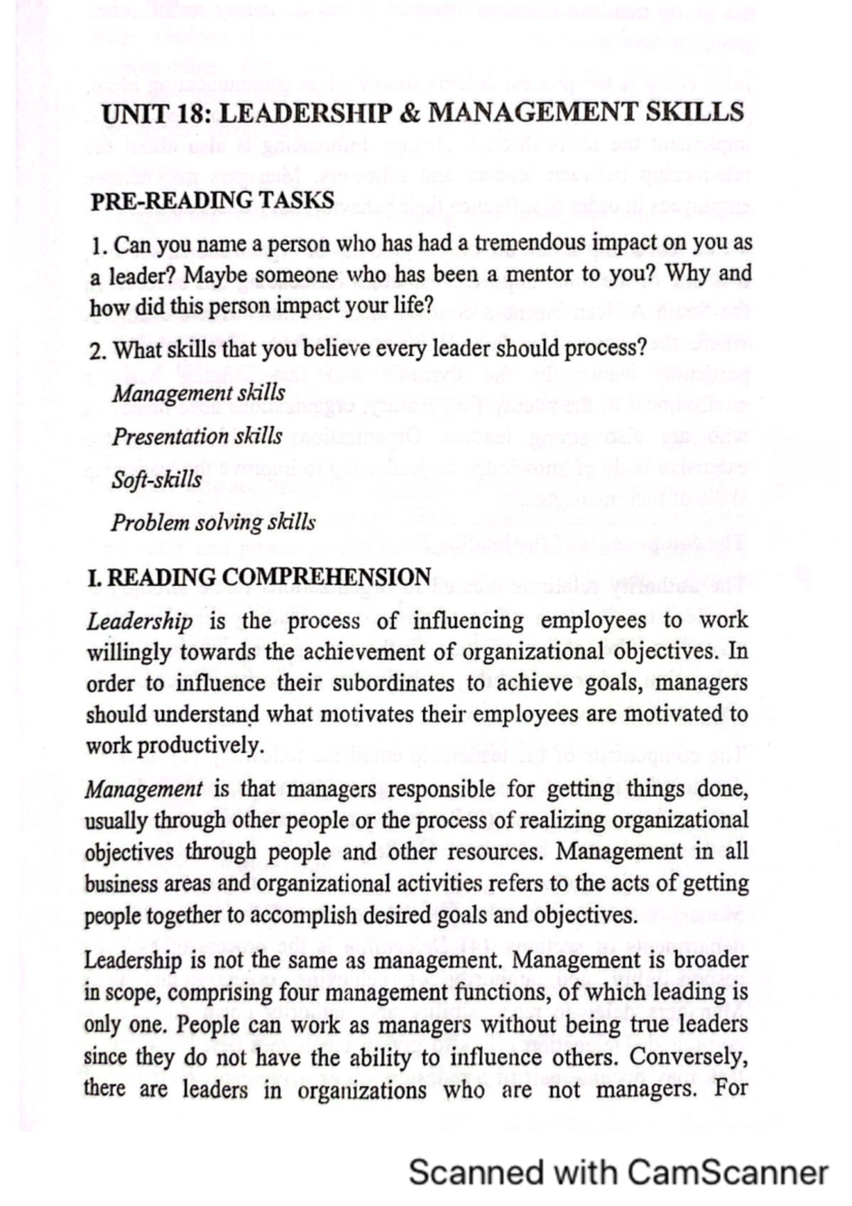 U18 Leadership Management Skills - English for Business Administrations ...