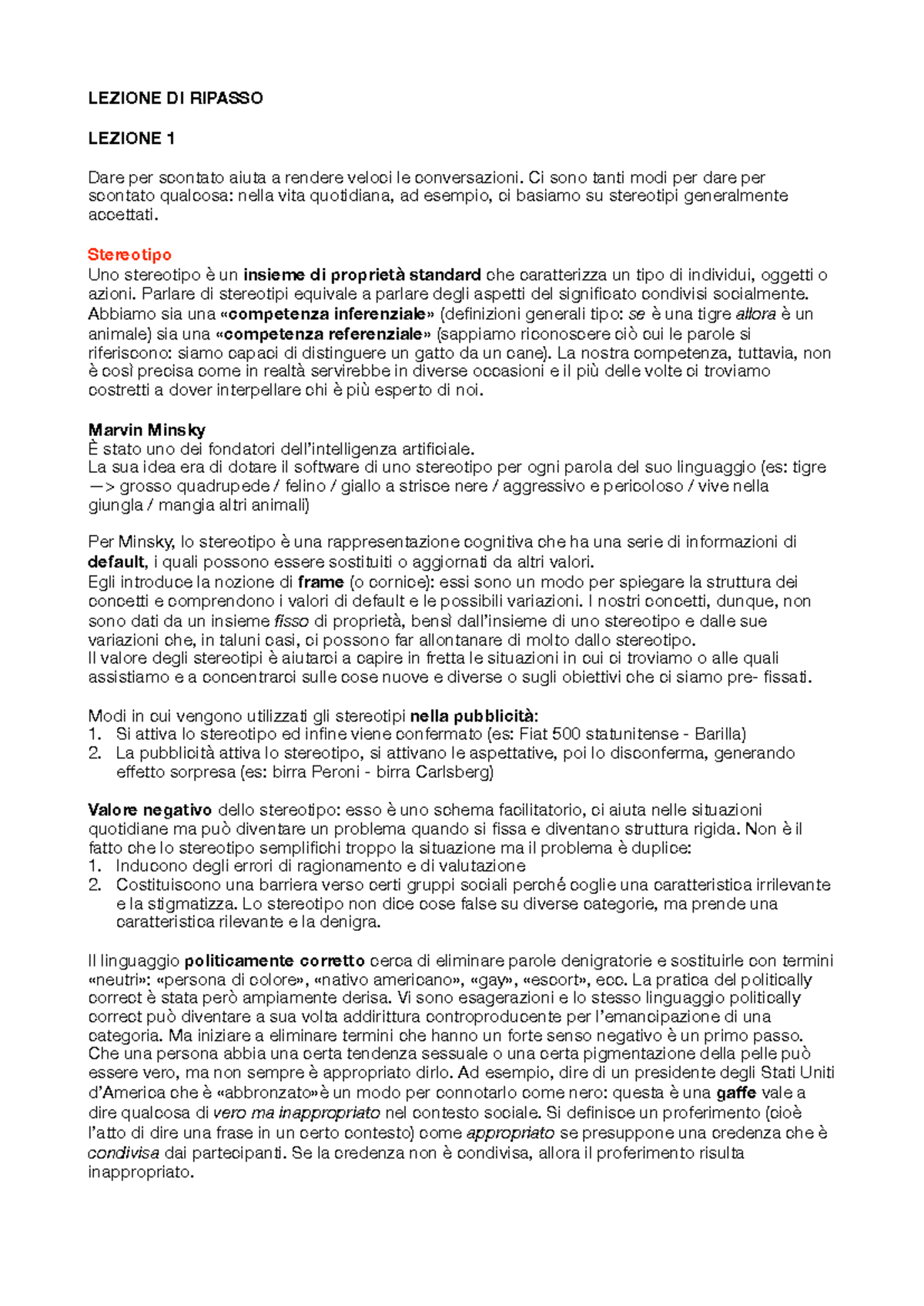 Ripasso teoria dei linguaggi - LEZIONE DI RIPASSO LEZIONE 1 Dare per ...
