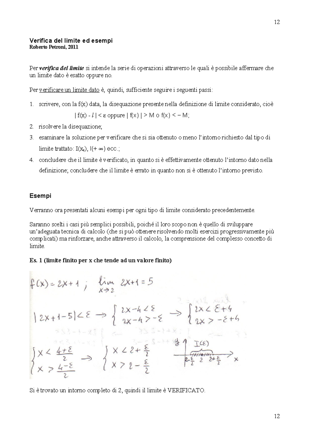 Xxx Verifica del limite ed esempi - Verifica del limite ed esempi ...
