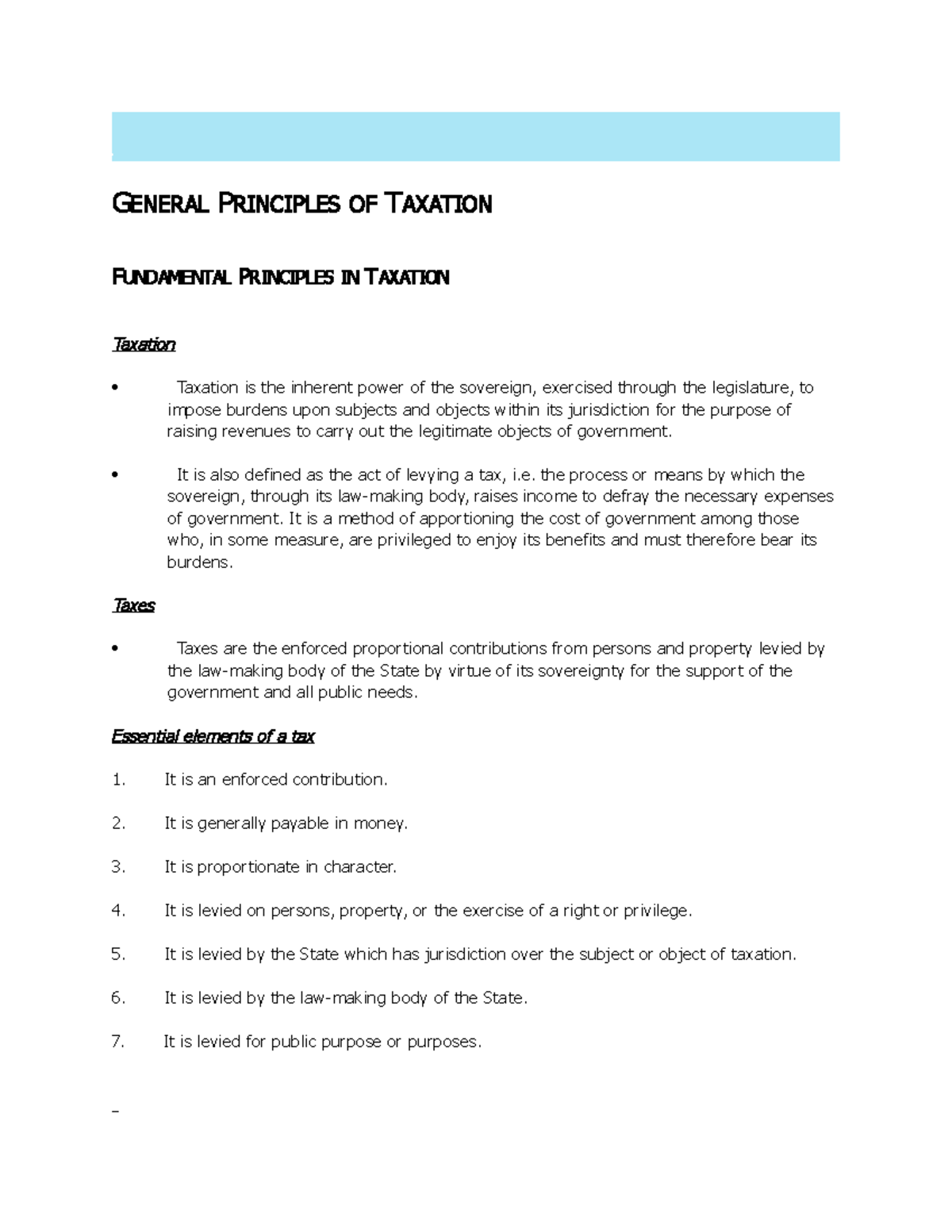 02 Principles of Taxation - GENERAL PRINCIPLES OF TAXATION FUNDAMENTAL ...