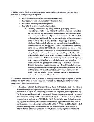CF102 What is a family reflection - I would say that I grew up in ...