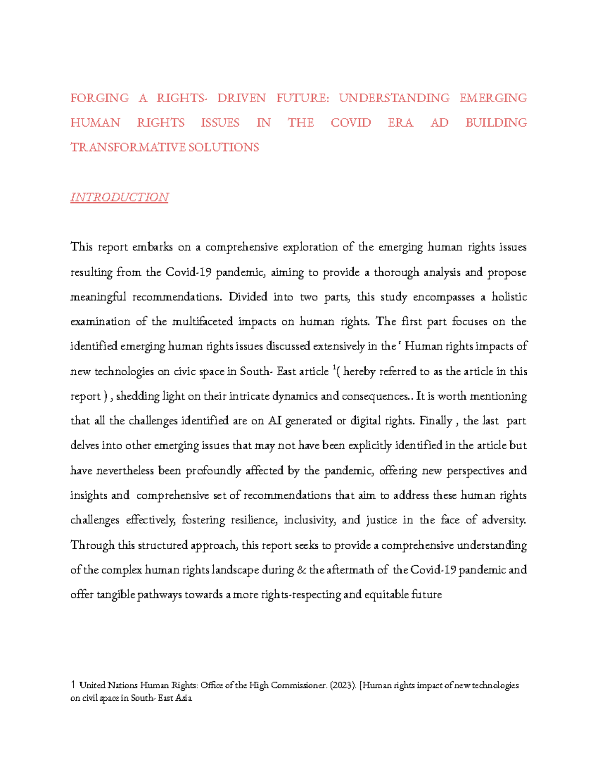 Forging A Rights- Driven Future Understanding Emerging Human Rights ...