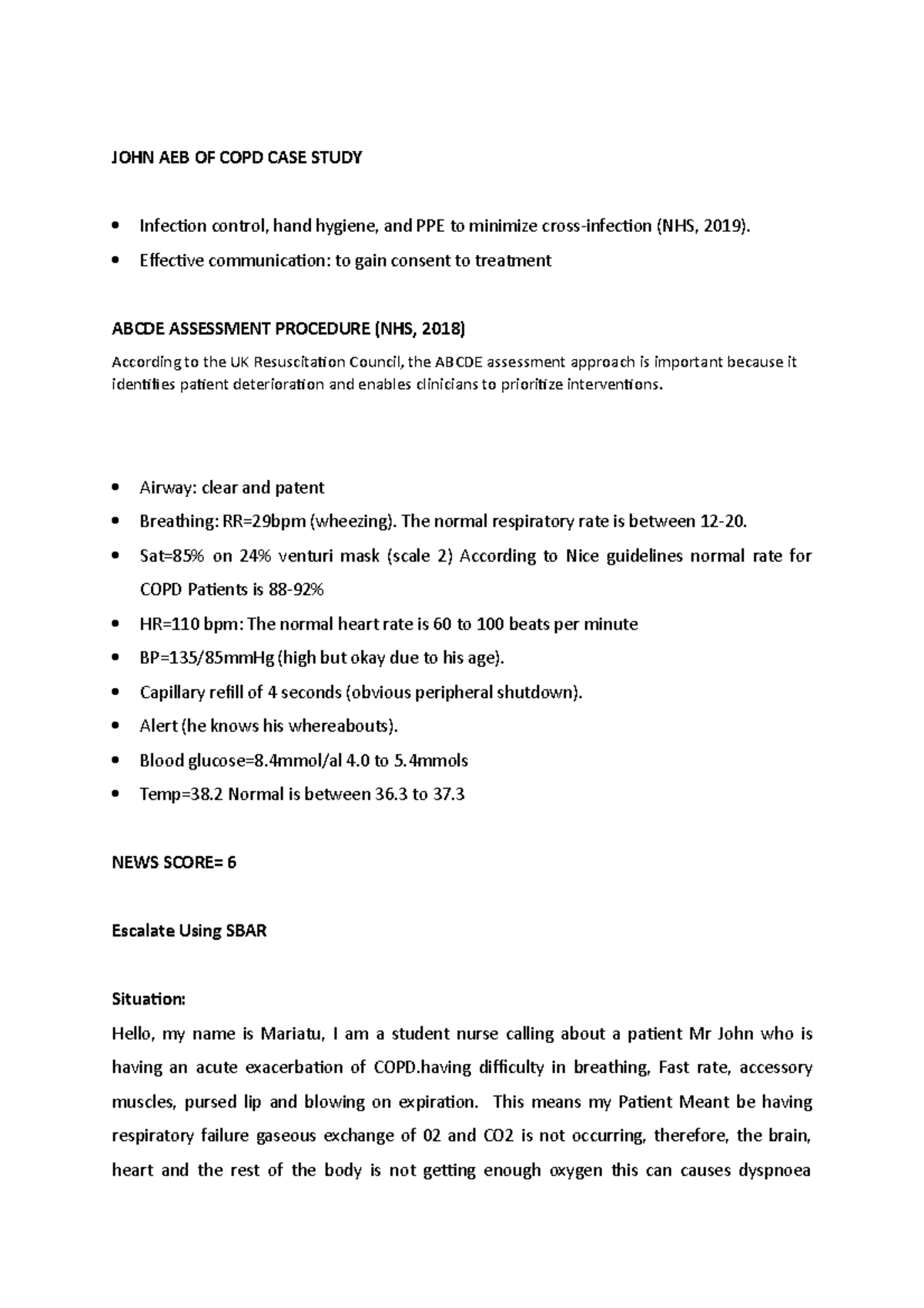 Final COPD copy - copd help, - JOHN AEB OF COPD CASE STUDY Infection ...