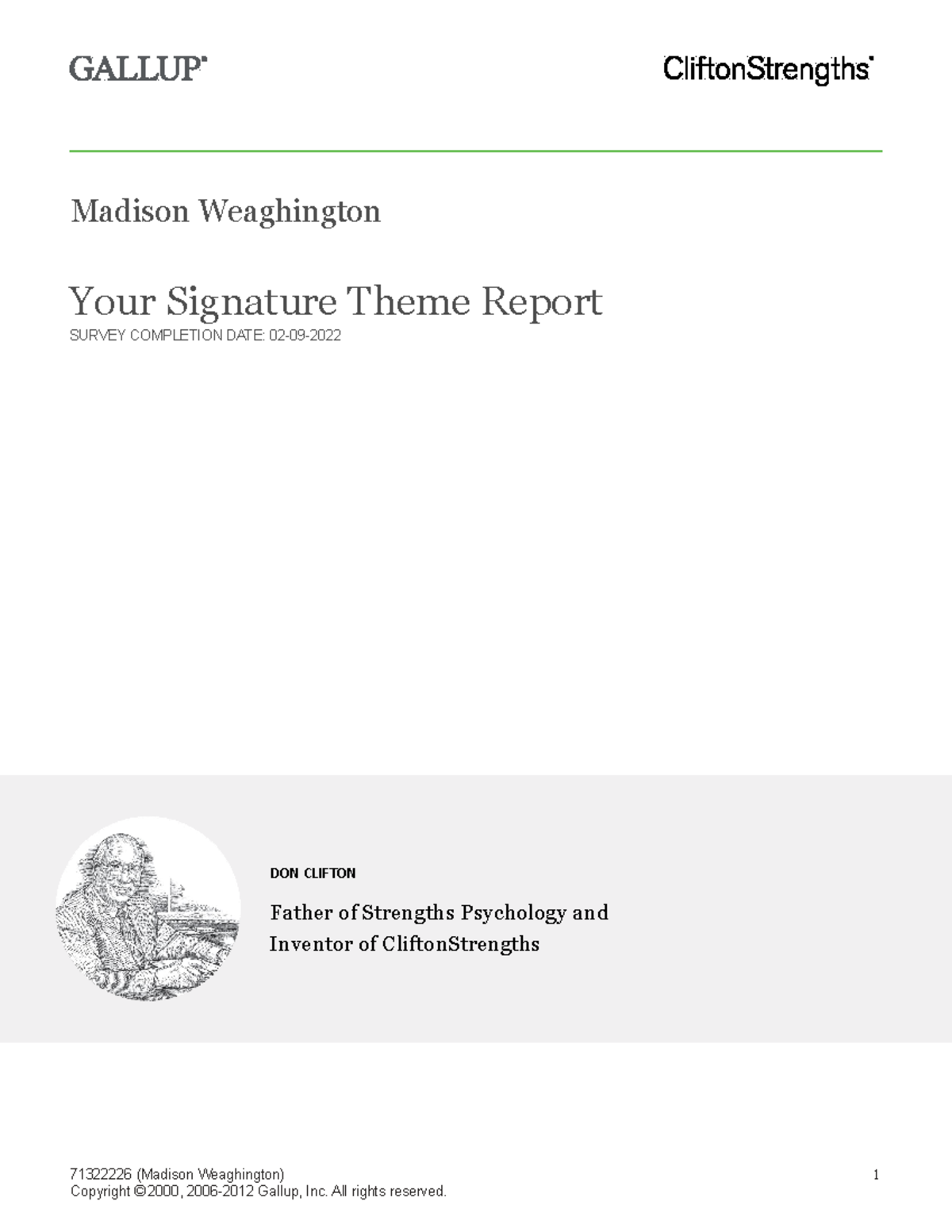 Weaghington Madison Signature Themes Report - Madison Weaghington Your ...