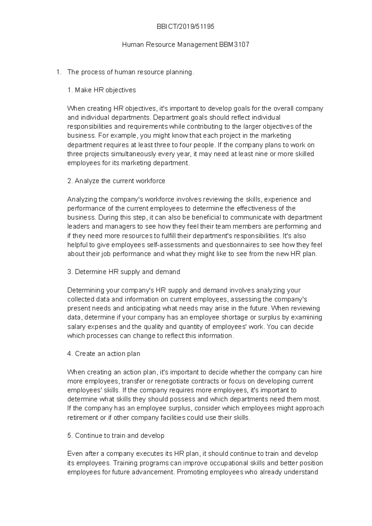 Human Resource Management BBM3107 - Human Resource Management BBM The ...