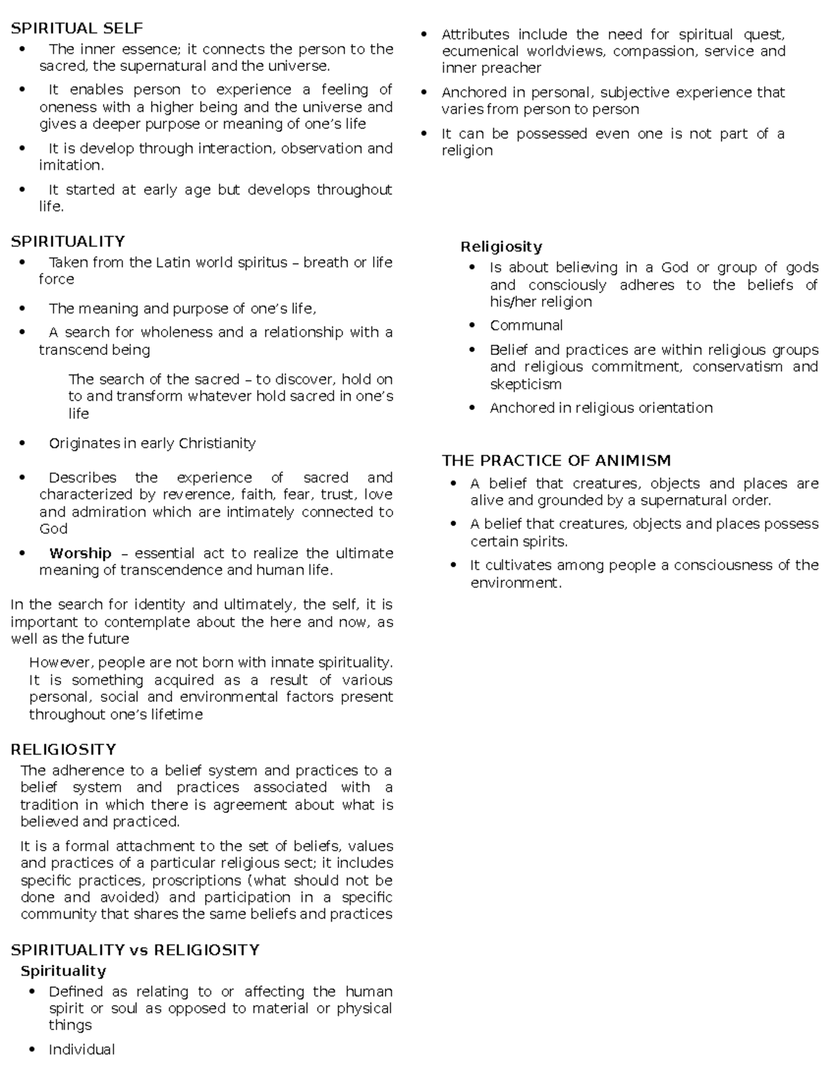 Spiritual-SELF - Ms. Sundae - SPIRITUAL SELF The inner essence; it ...