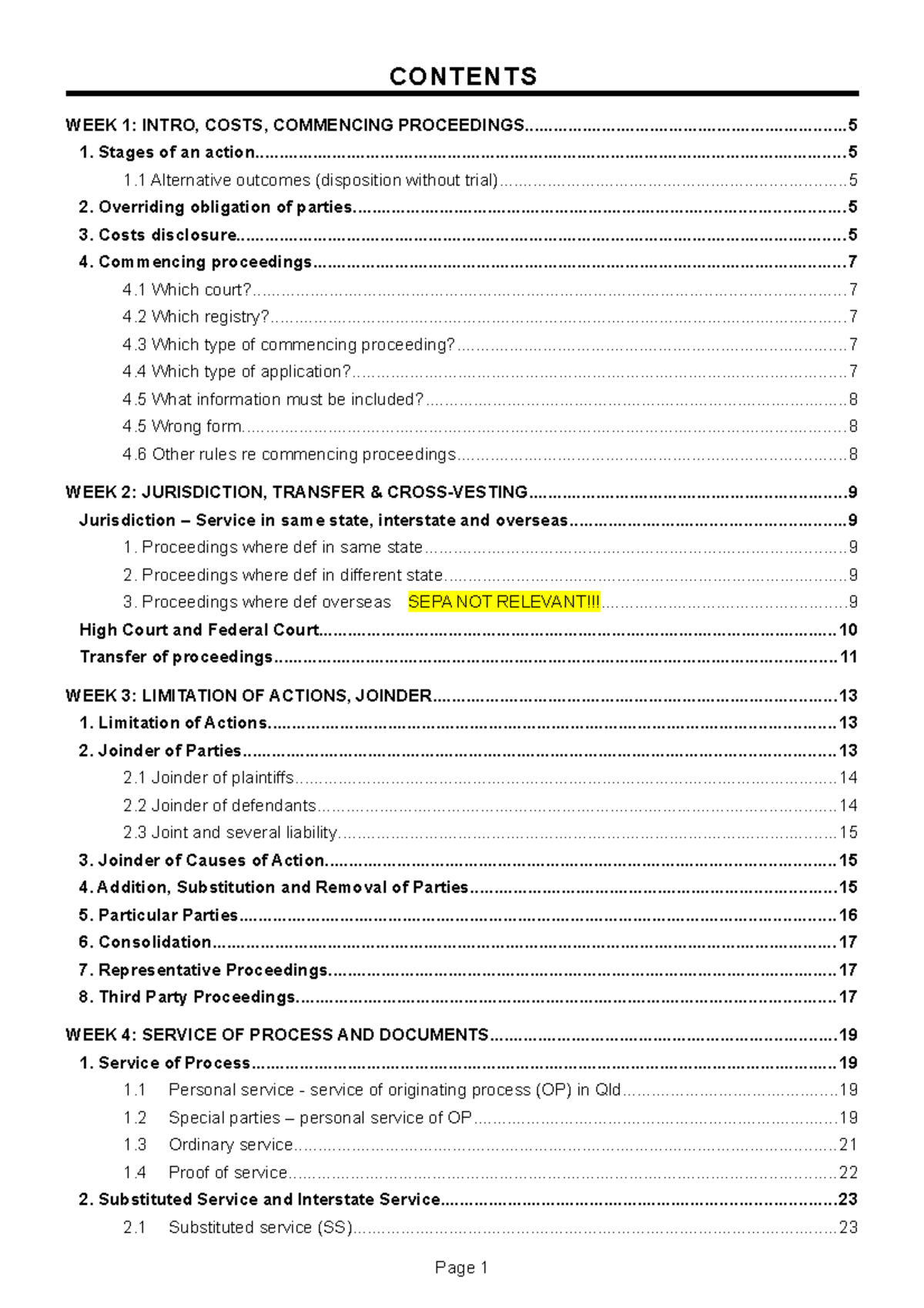 Summary Civil Procedure: complete - Civil Procedure Revision - CONTENTS ...