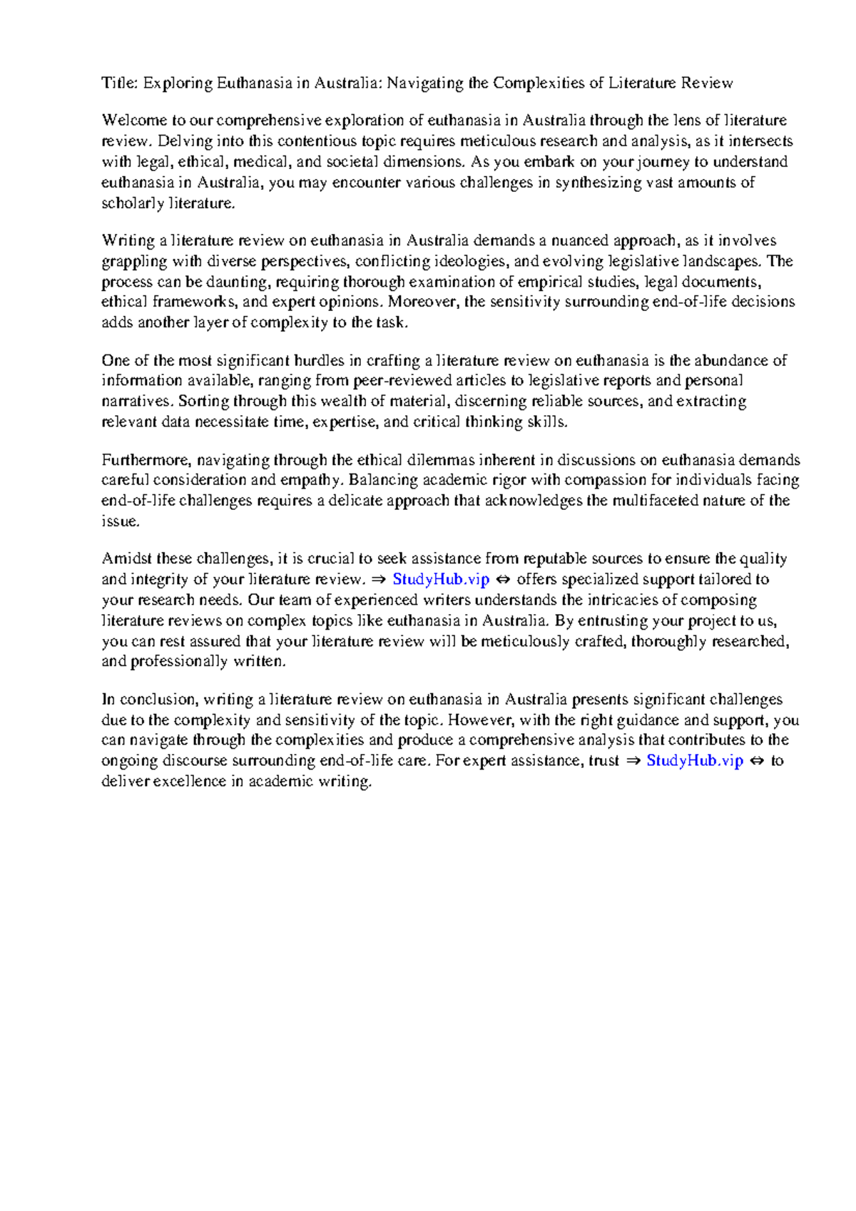Euthanasia In Australia Literature Review - Title: Exploring Euthanasia ...