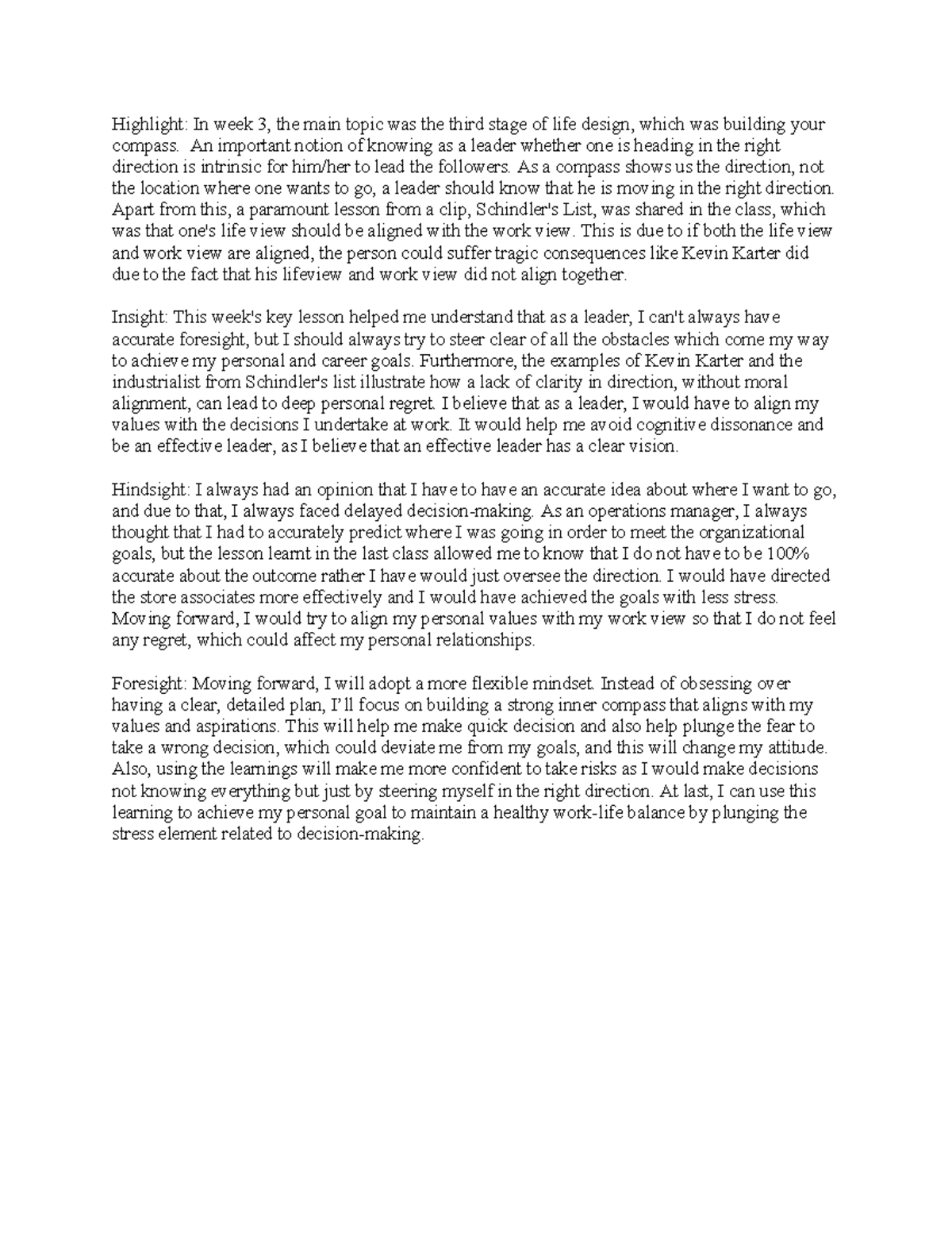 Week 3 hihf - weekly hihf - Highlight: In week 3, the main topic was ...