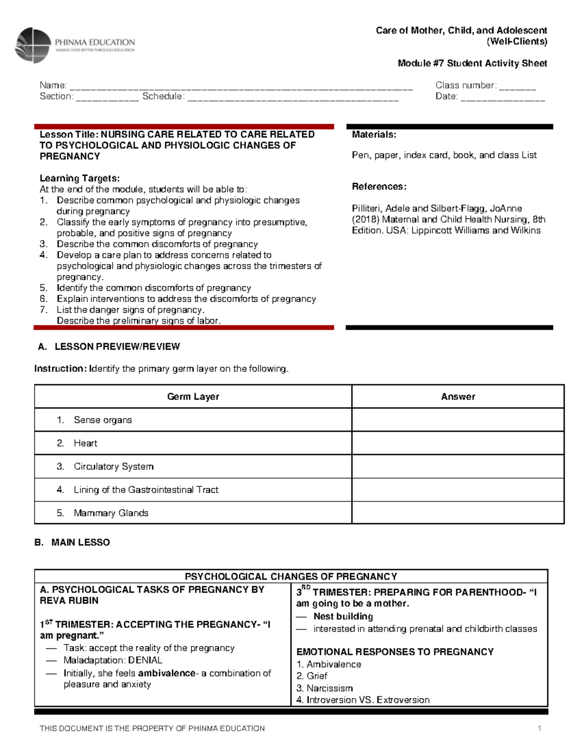MCN SAS 1 Module Nursing Care for Child - (Well-Clients) Module # 7 Student Activity Sheet Name ...