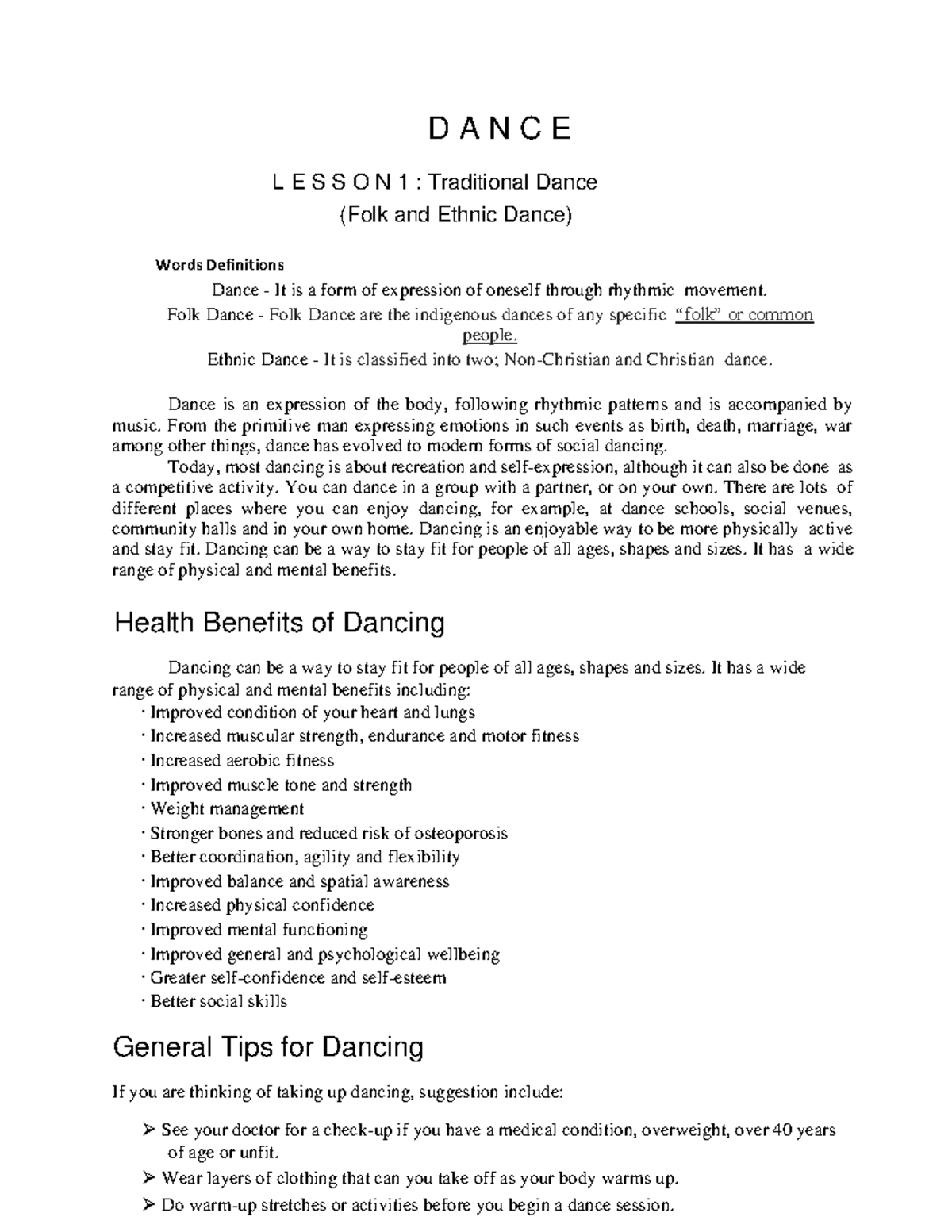 Tradional Dance - D A N C E L E S S O N 1 : Traditional Dance (Folk and ...