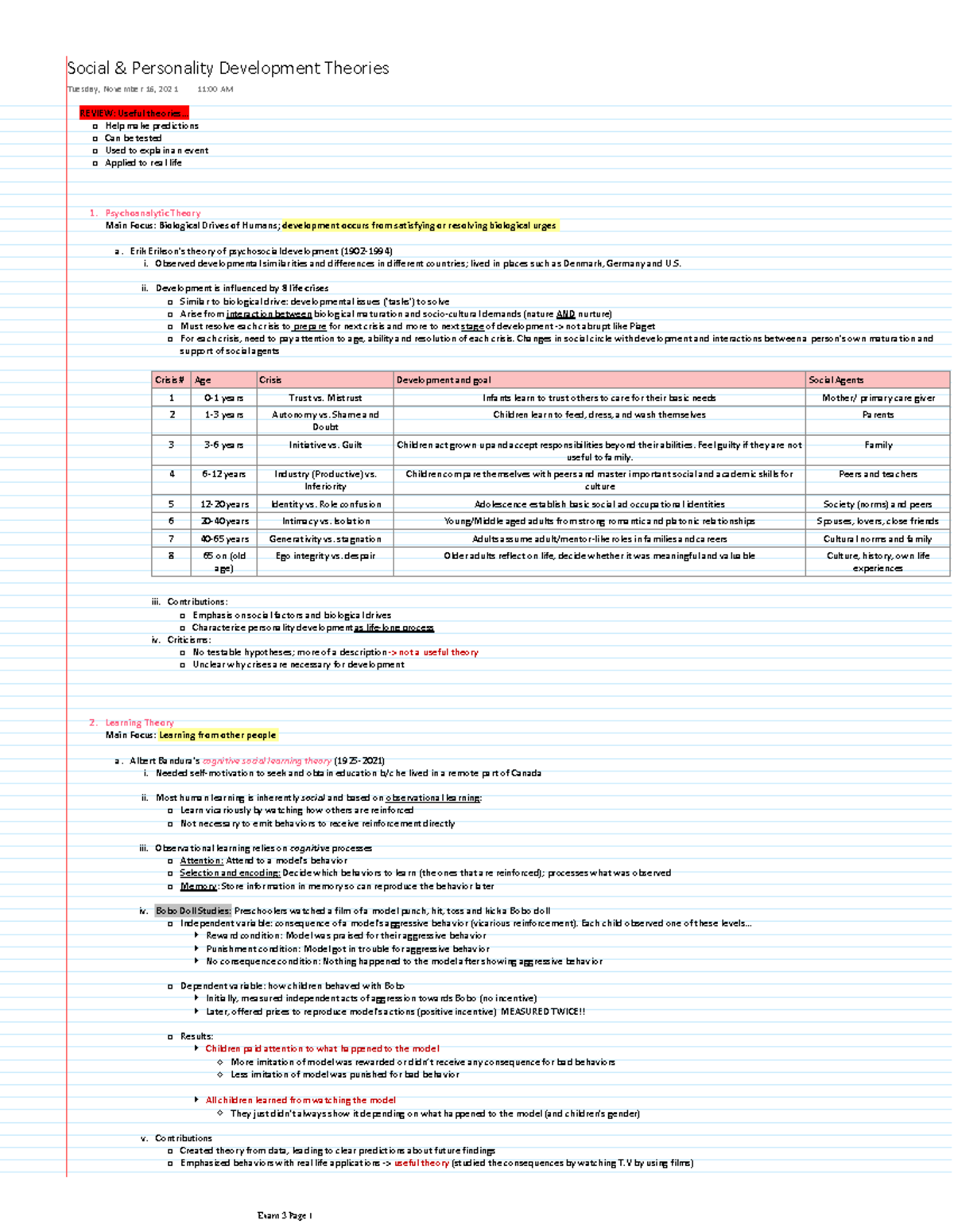 Social & Personality Development Theories - REVIEW: Useful theories ...