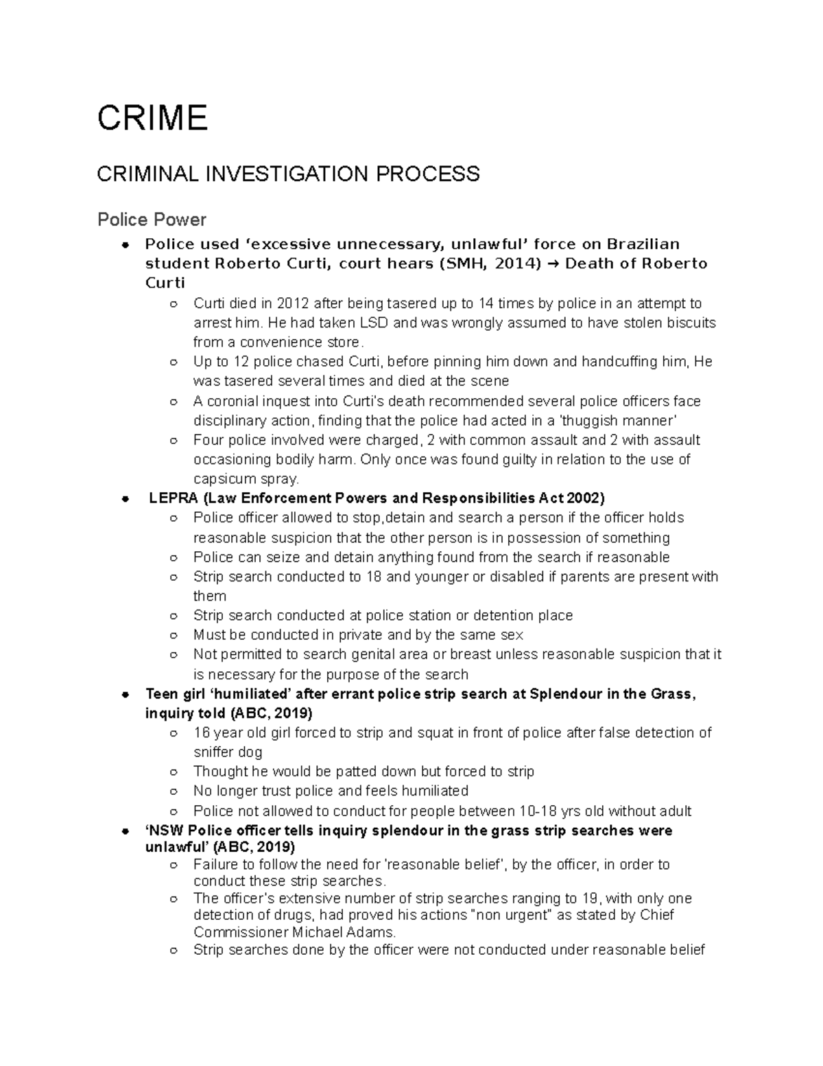 Crime Lcmid Things - notes - CRIME CRIMINAL INVESTIGATION PROCESS ...