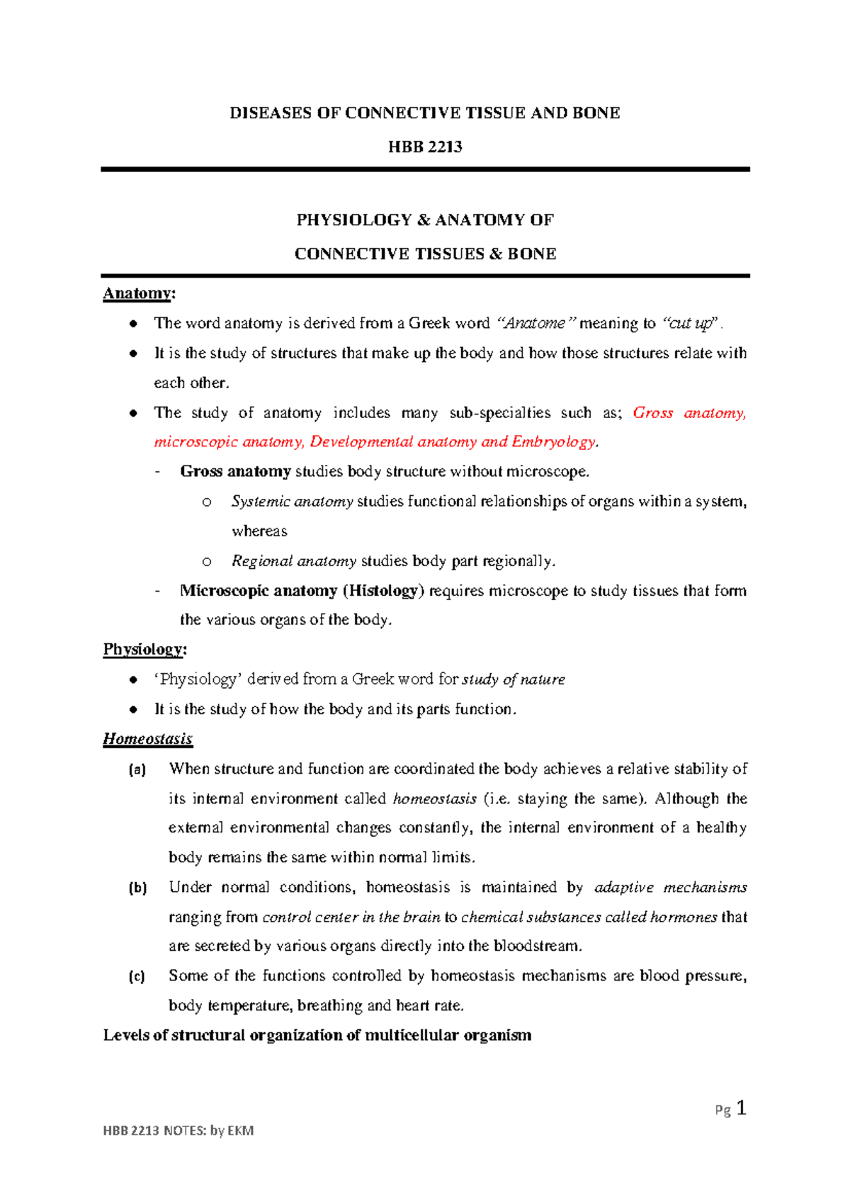 HBB 2213 Disease of Connective Tissue and Bone - Pg 1 DISEASES OF CONNECTIVE TISSUE AND BONE HBB ...