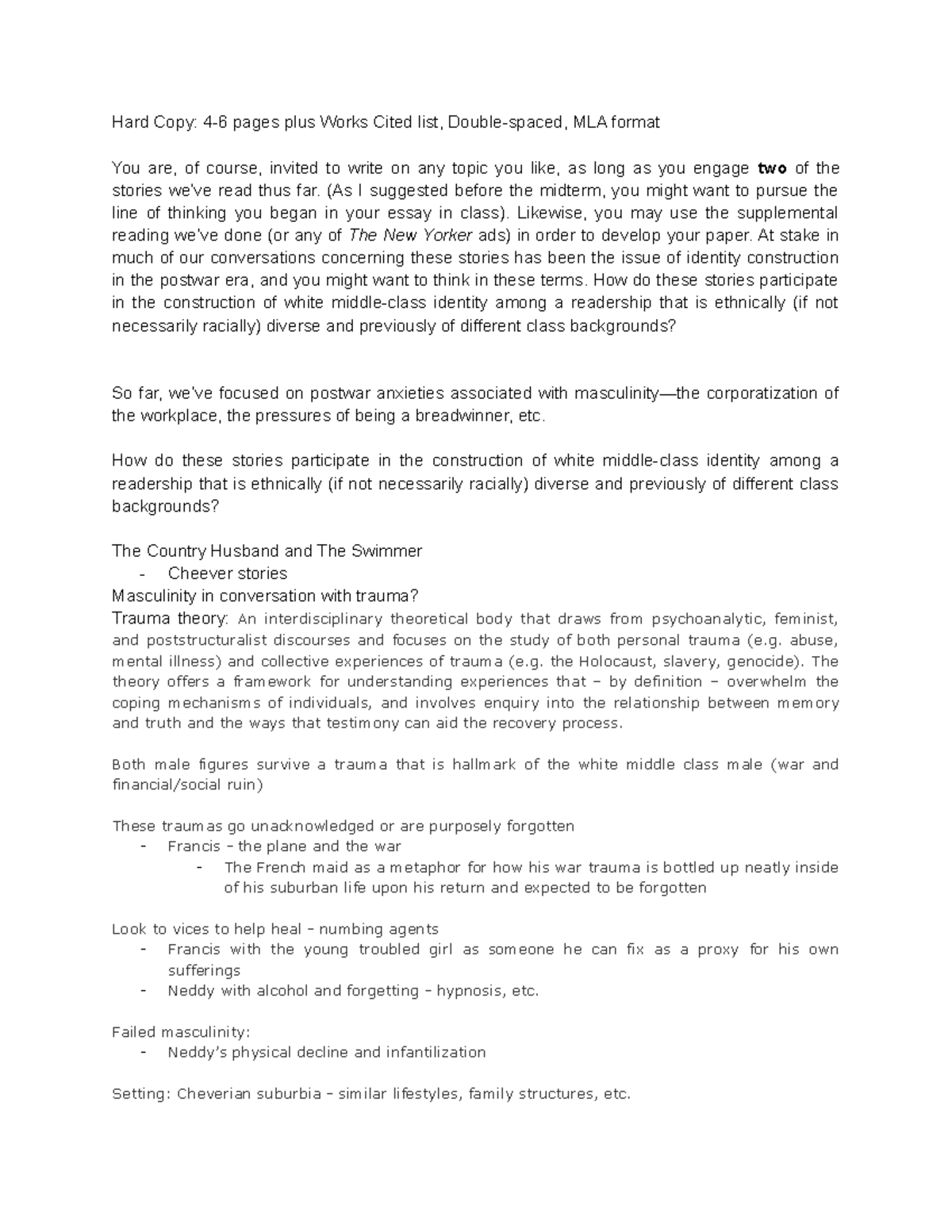 Final Paper Brainstorm and Full Outline - Hard Copy: 4-6 pages plus ...