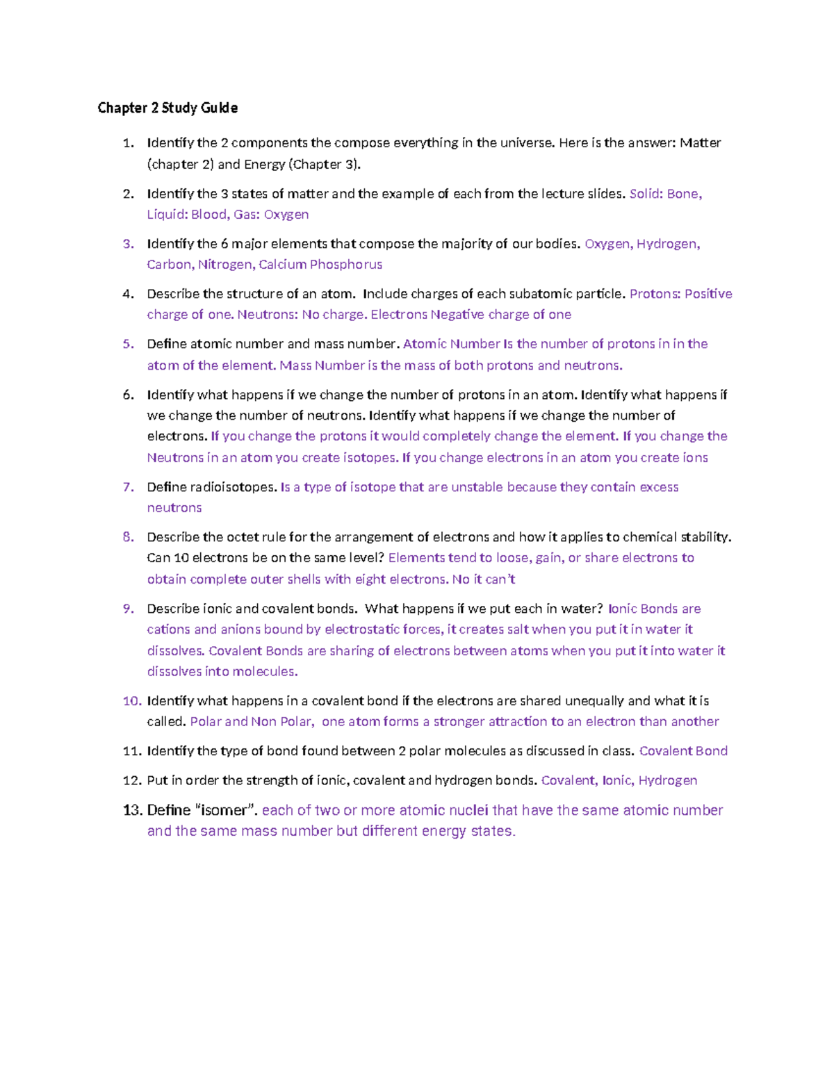 Chapter 2 Study Guide Part 1 JM - Chapter 2 Study Guide 1. Identify the ...