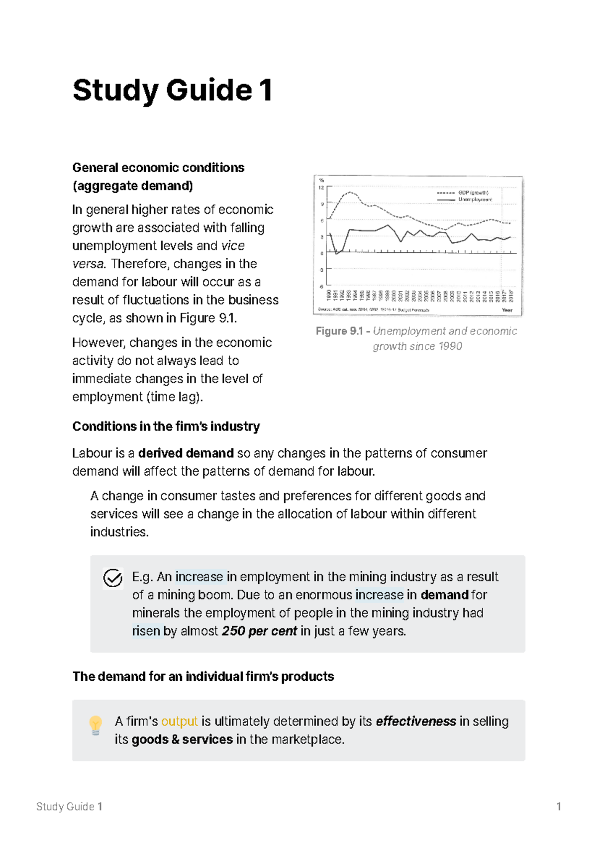 Labour Markets Economics - Study Guide 1 General economic conditions ...