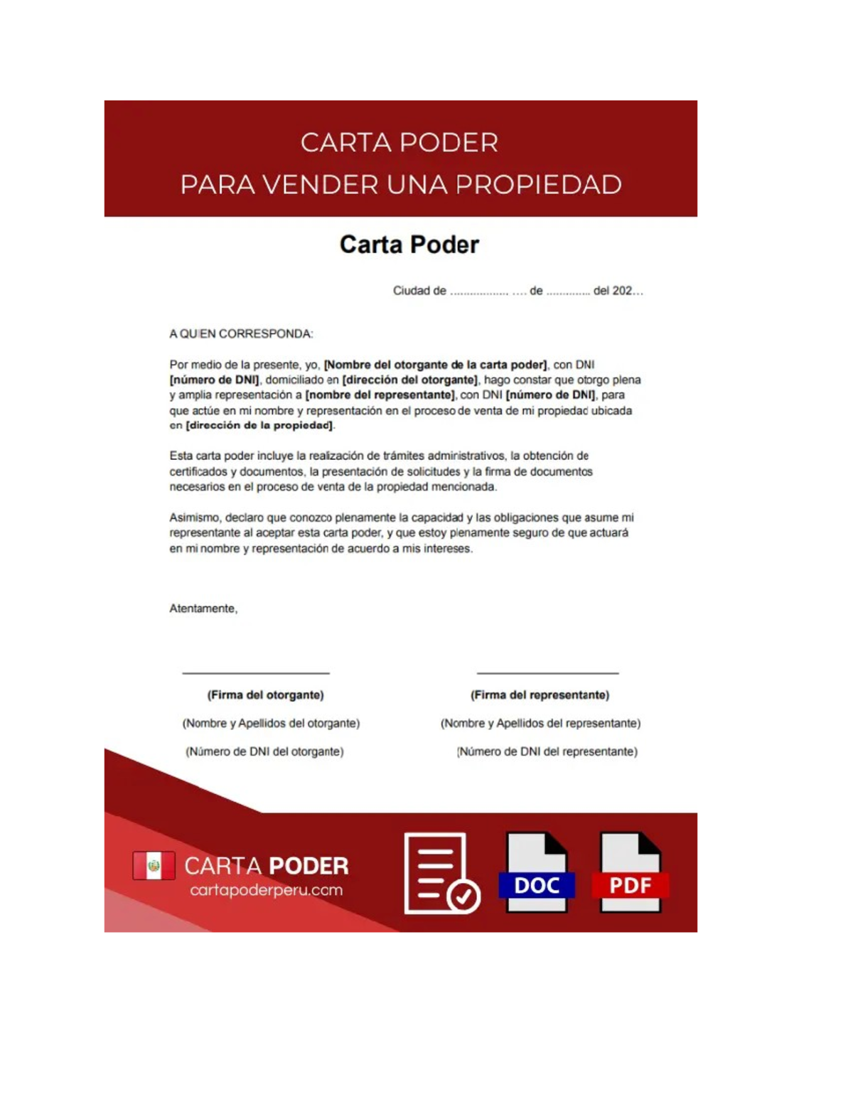 Carta poder para venta de propiedad - CARTA PODER PARA VENDER UNA PROPIEDAD Carta Poder Ciudad ...