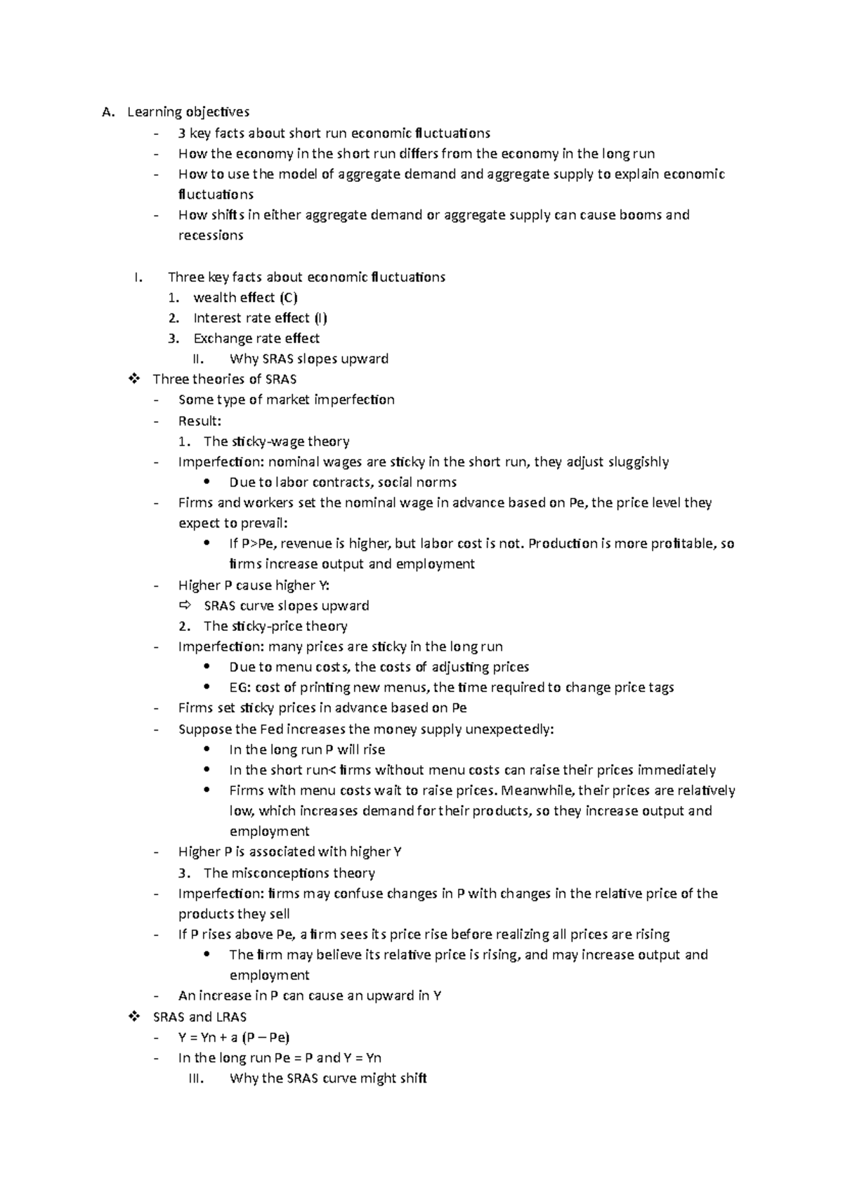 Chapter 20 aggregate demand and aggregate supply - A. Learning ...